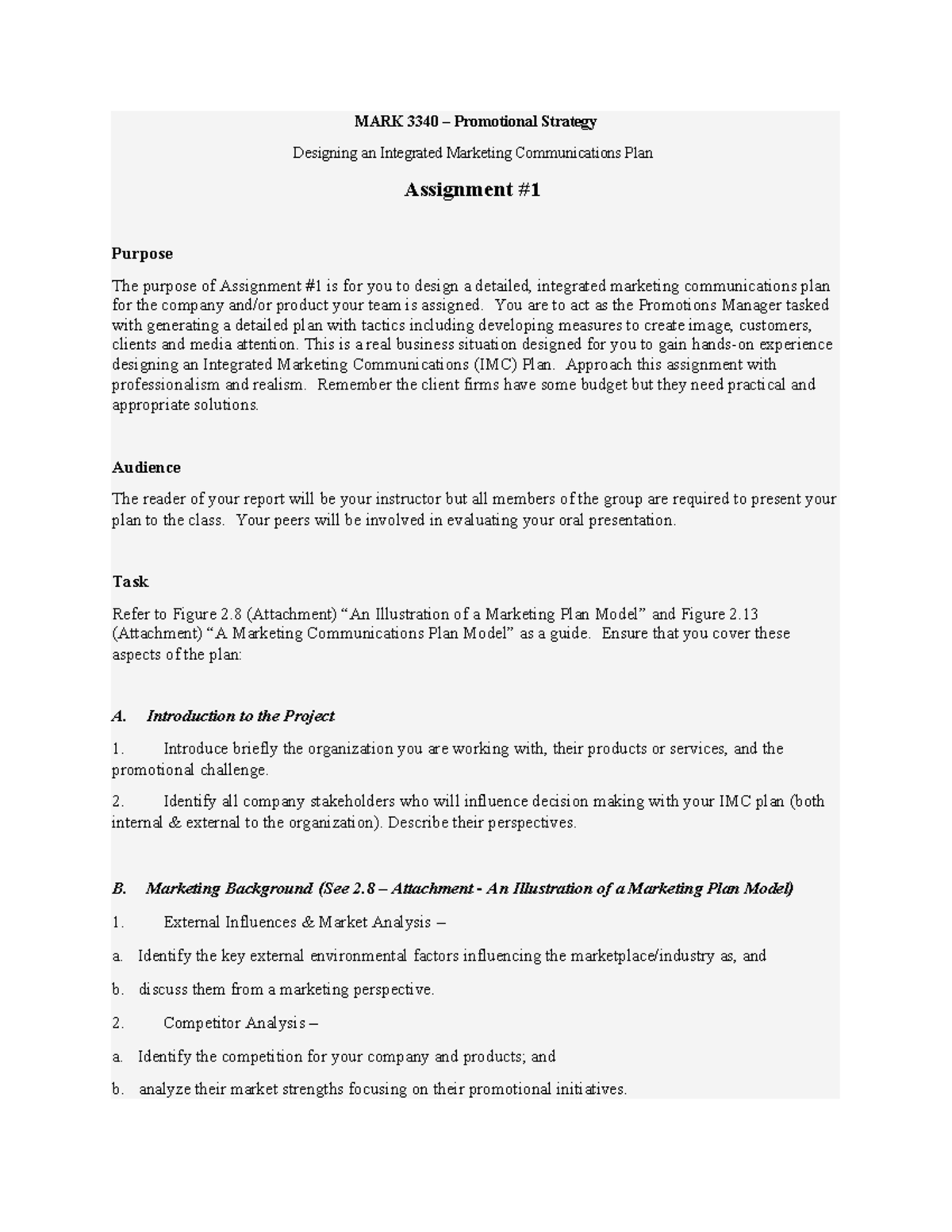 MARK - Assignment 1 Instructions - MARK 3340 – Promotional Strategy ...