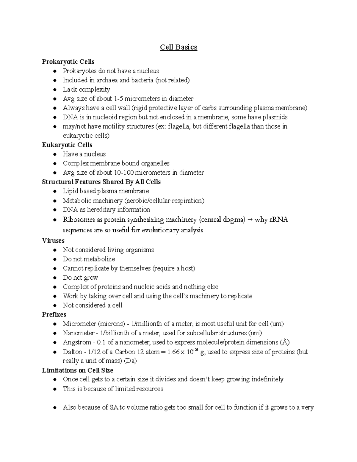 1 16 19 - Cell Basics - Lecture notes 2 - Cell Basics Prokaryotic Cells ...