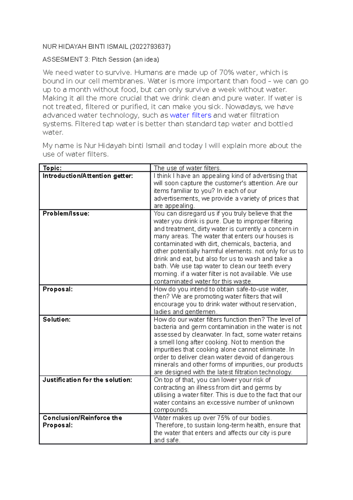 Pitching NUR Hidayah Binti Ismail - NUR HIDAYAH BINTI ISMAIL ...