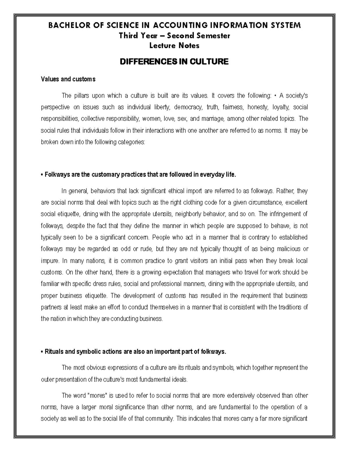 Bachelor OF Science IN Accounting Information System Third Year College ...