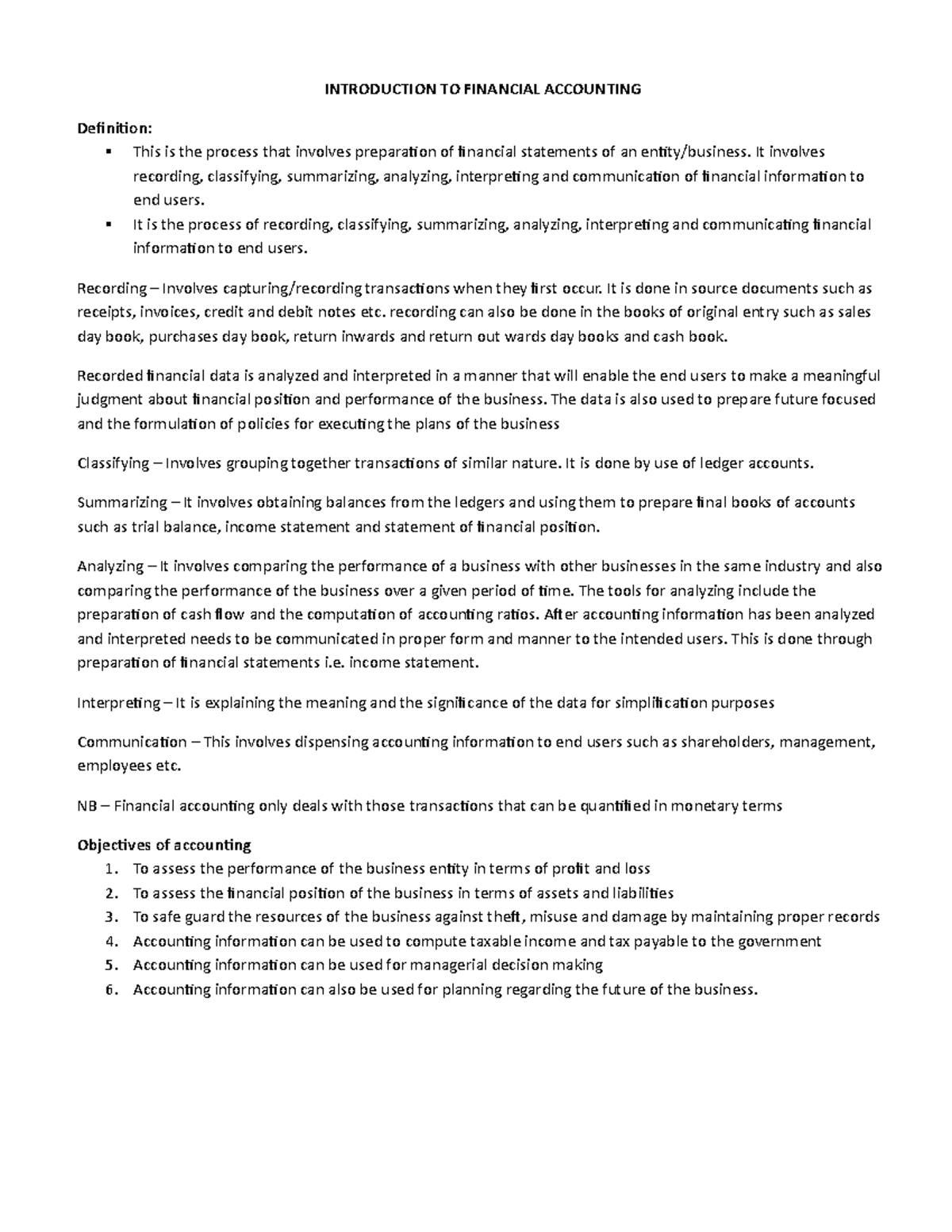 ATD - FA-1 - financial notes - INTRODUCTION TO FINANCIAL ACCOUNTING ...