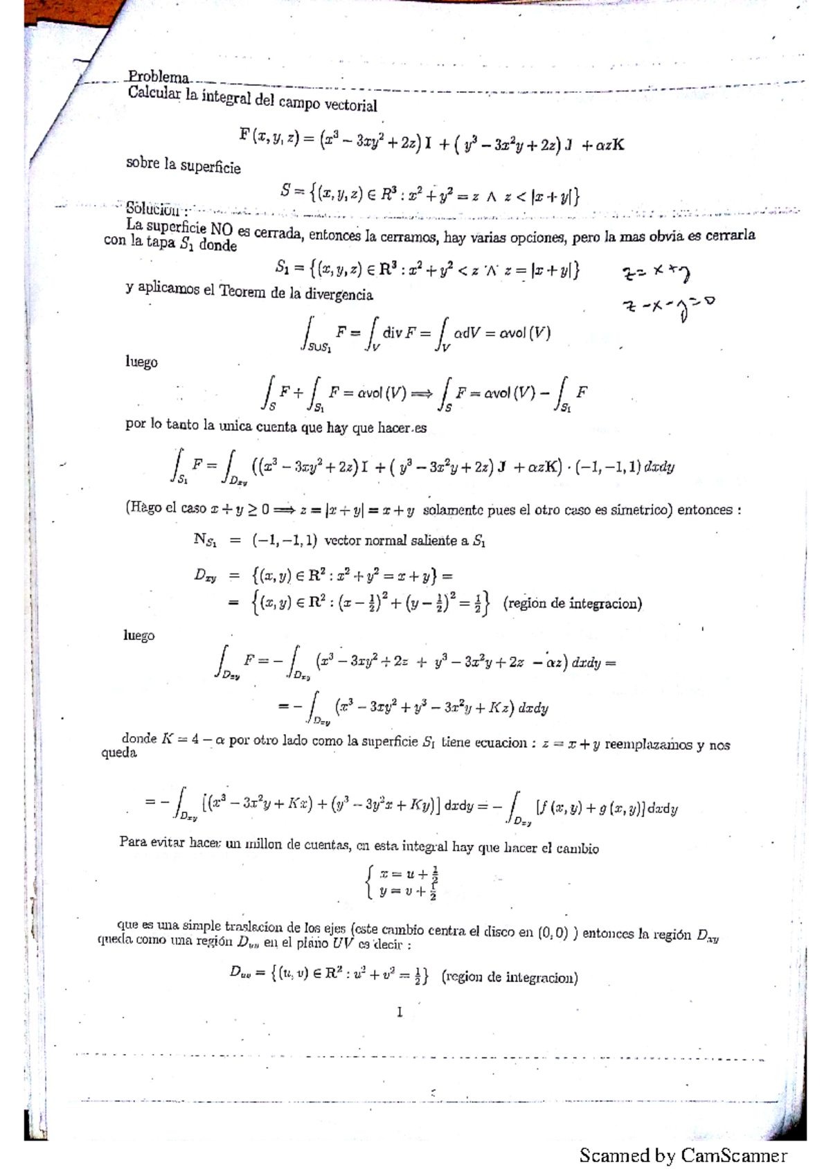 Ejercicio de Gauss - Resuelto - Análisis Matemático 2 - Scanned by ...