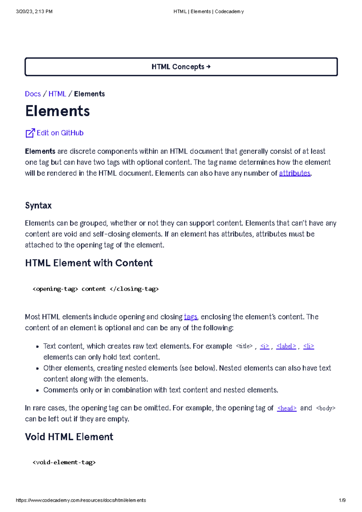 HTML Elements Codecademy - / / Elements Elements Elementsone tag but ...