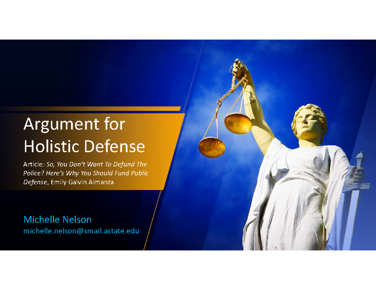 Model of an Argument Holistic Defense - Argument for Holistic Defense ...