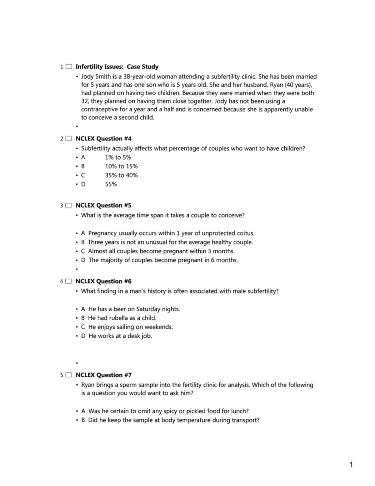 Infertility Case Study Nclex Questions - NUR 102 Infertility Case Study ...