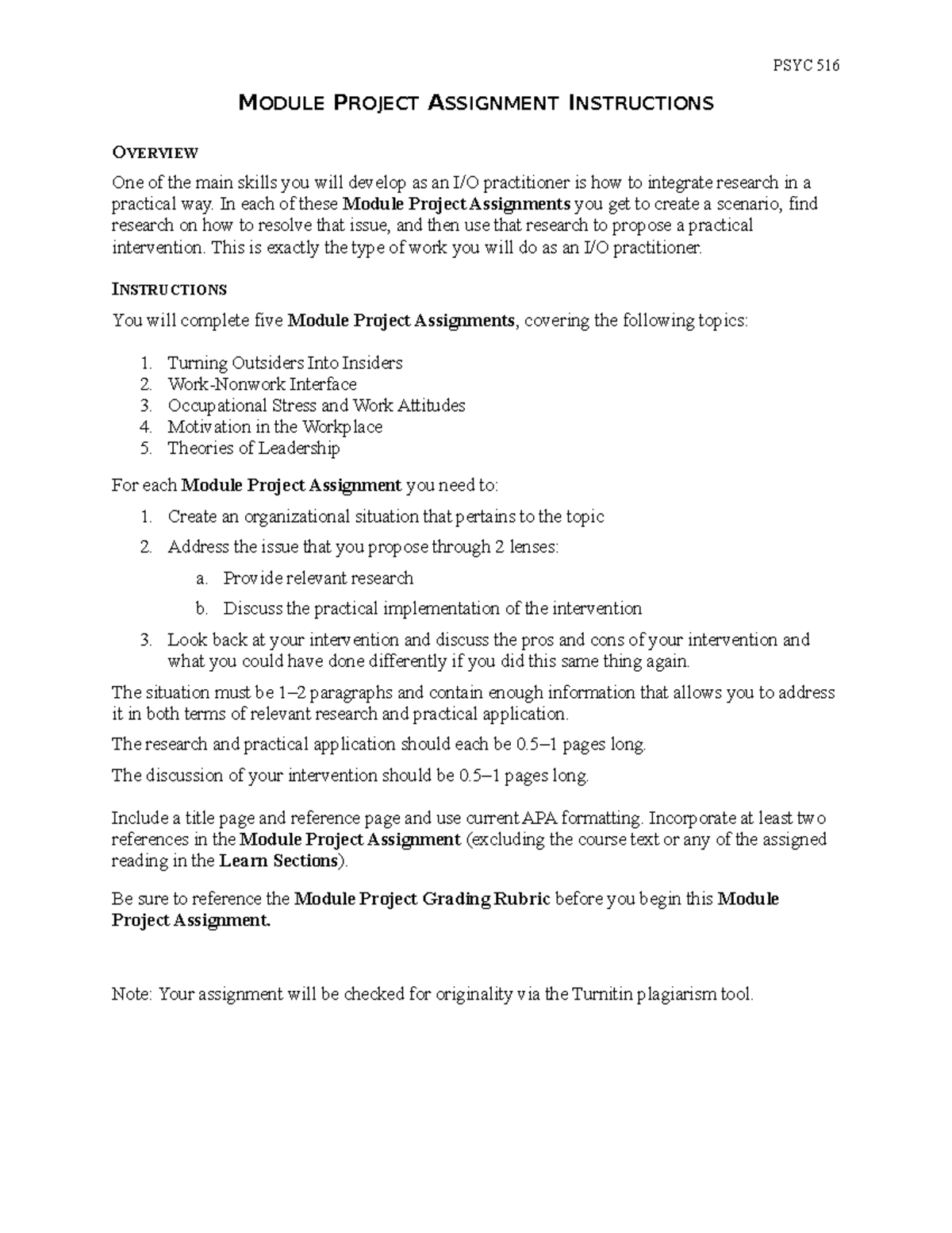 PSYC516 Module Project Assignment Instructions - PSYC 516 MODULE ...