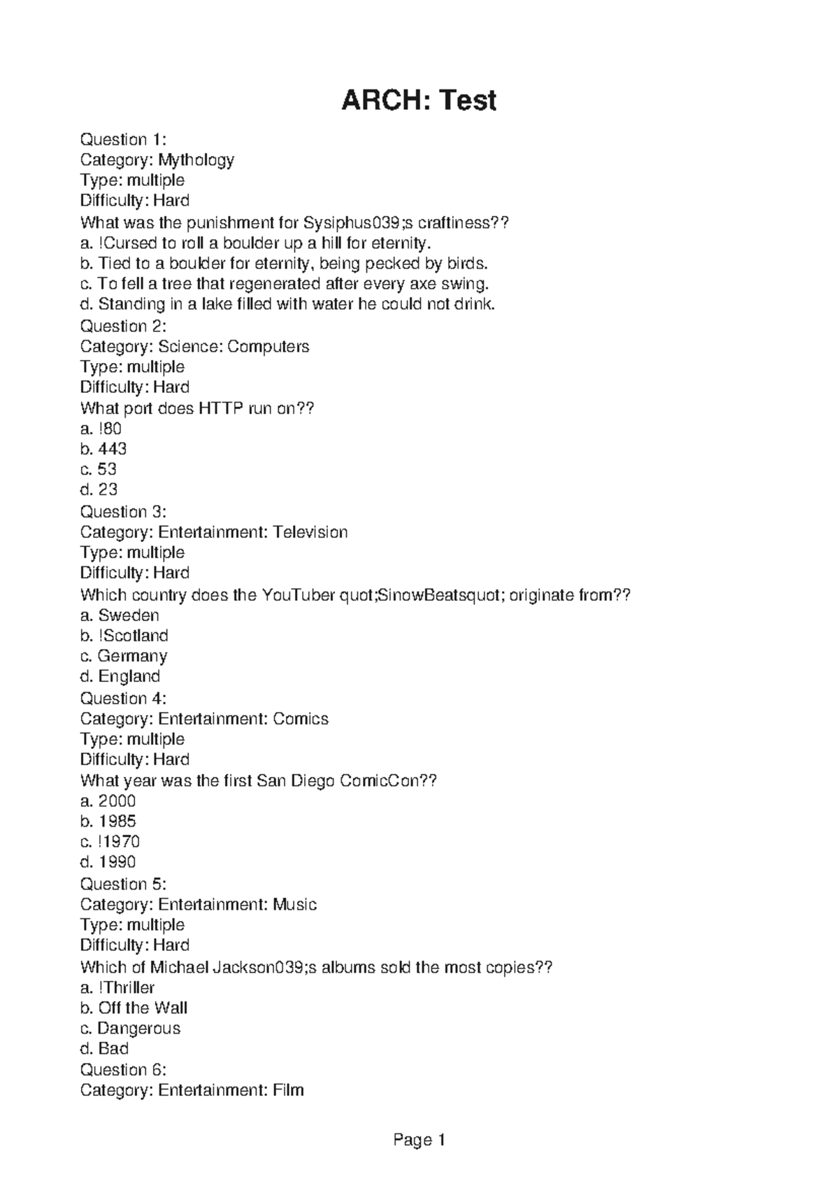 ARCH109 Week 6 - ARCH: Test Question 1: Category: Mythology Type ...