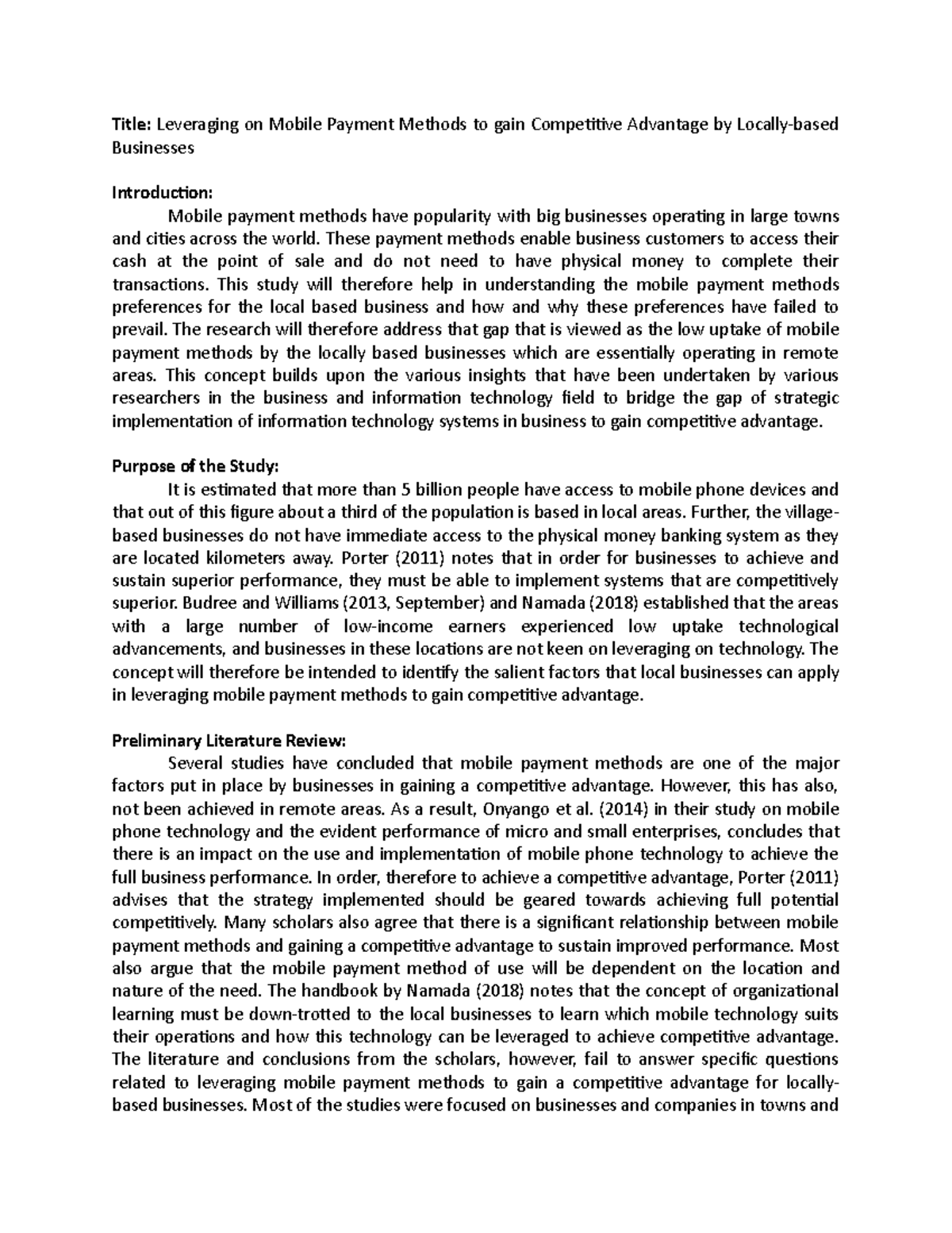 Sample Concept Paper - Title: Leveraging on Mobile Payment Methods to ...
