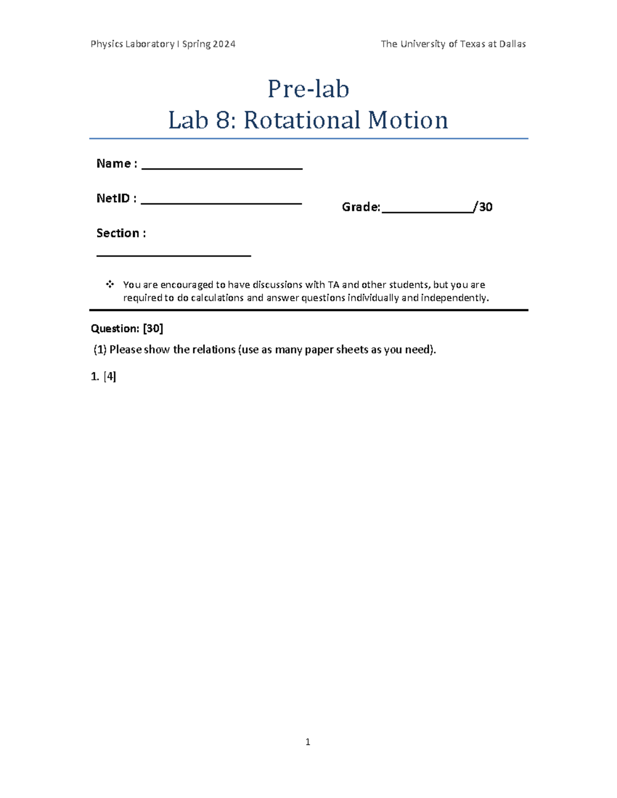 Lab08 Pre-lab - Dhshsh - Physics Laboratory I Spring 2024 The ...