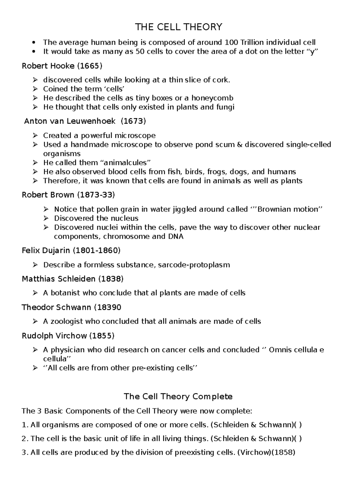 Gen bio 1 quarter 1 - THE CELL THEORY The average human being is ...