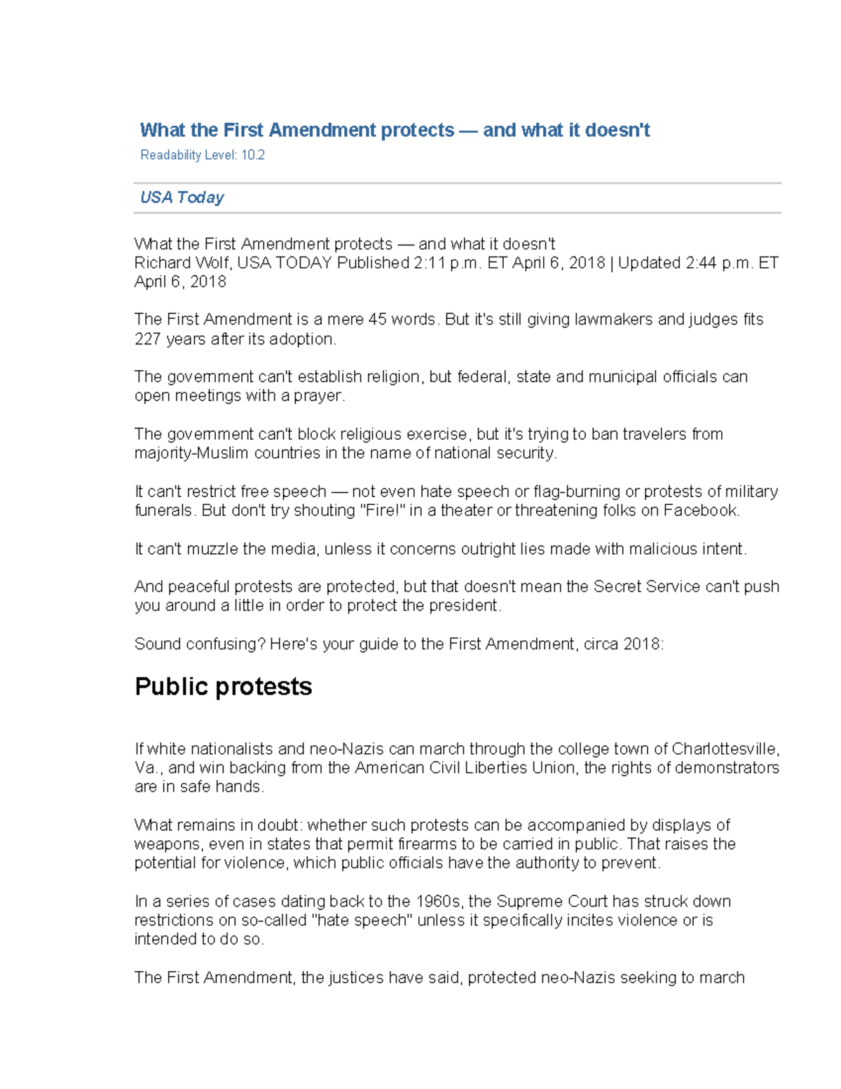 What the First Amendment protects - USA Today What the First Amendment ...