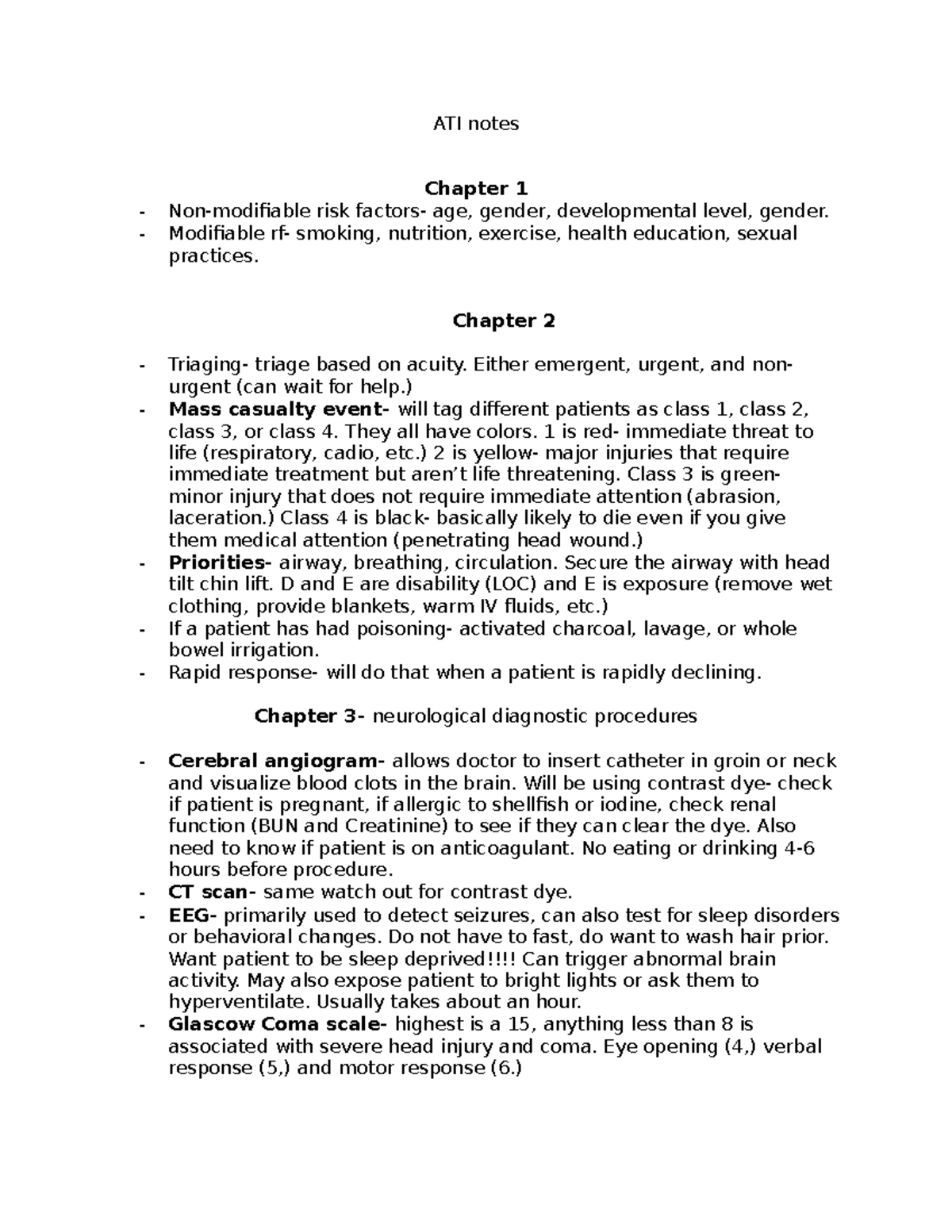 ATI notes - Summary Care Adult Acute Ill Ii/Honors - ATI notes Chapter ...