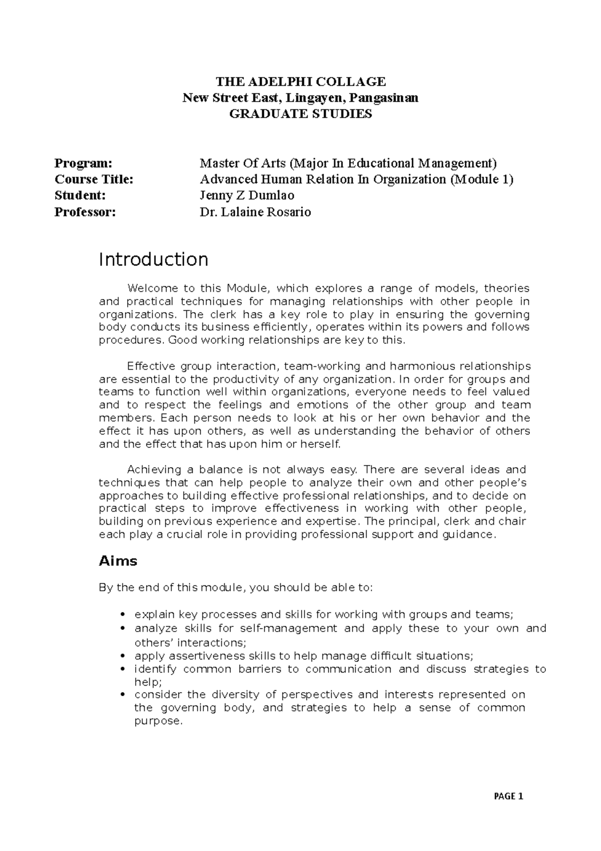 Module-1-HR-Enhancing-Personal-Effectiveness - THE ADELPHI COLLAGE New ...
