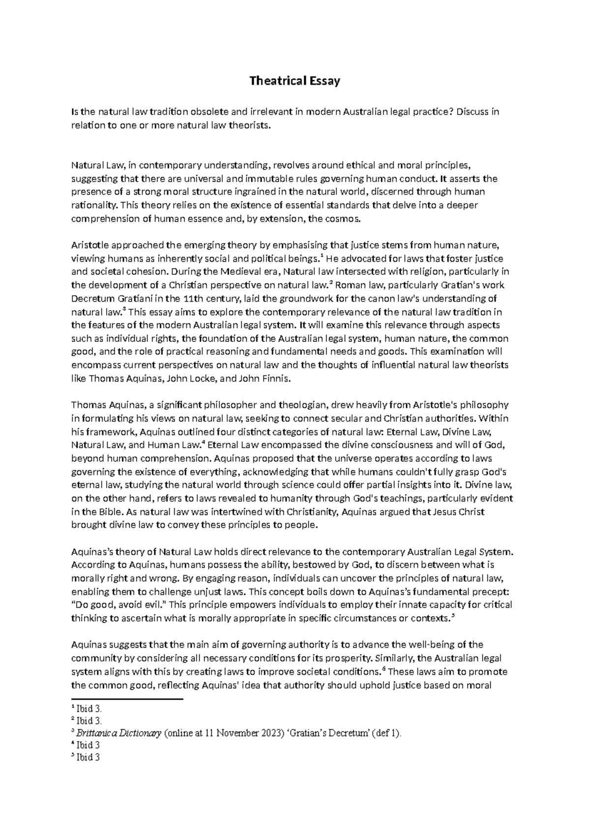 Theotrical Essay - Theatrical Essay Is the natural law tradition ...