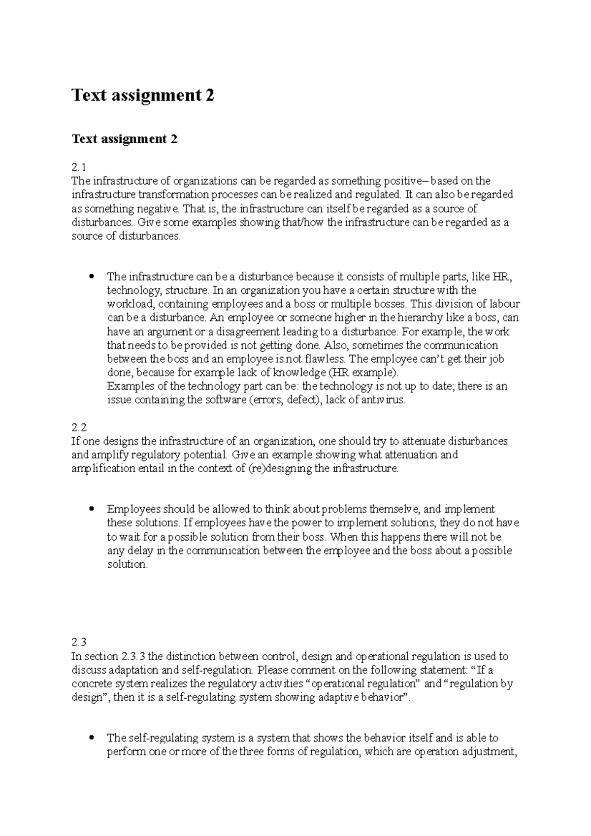 Text assignment 2 uitwerkingen - Text assignment 2 Text assignment 2 2. The infrastructure of ...
