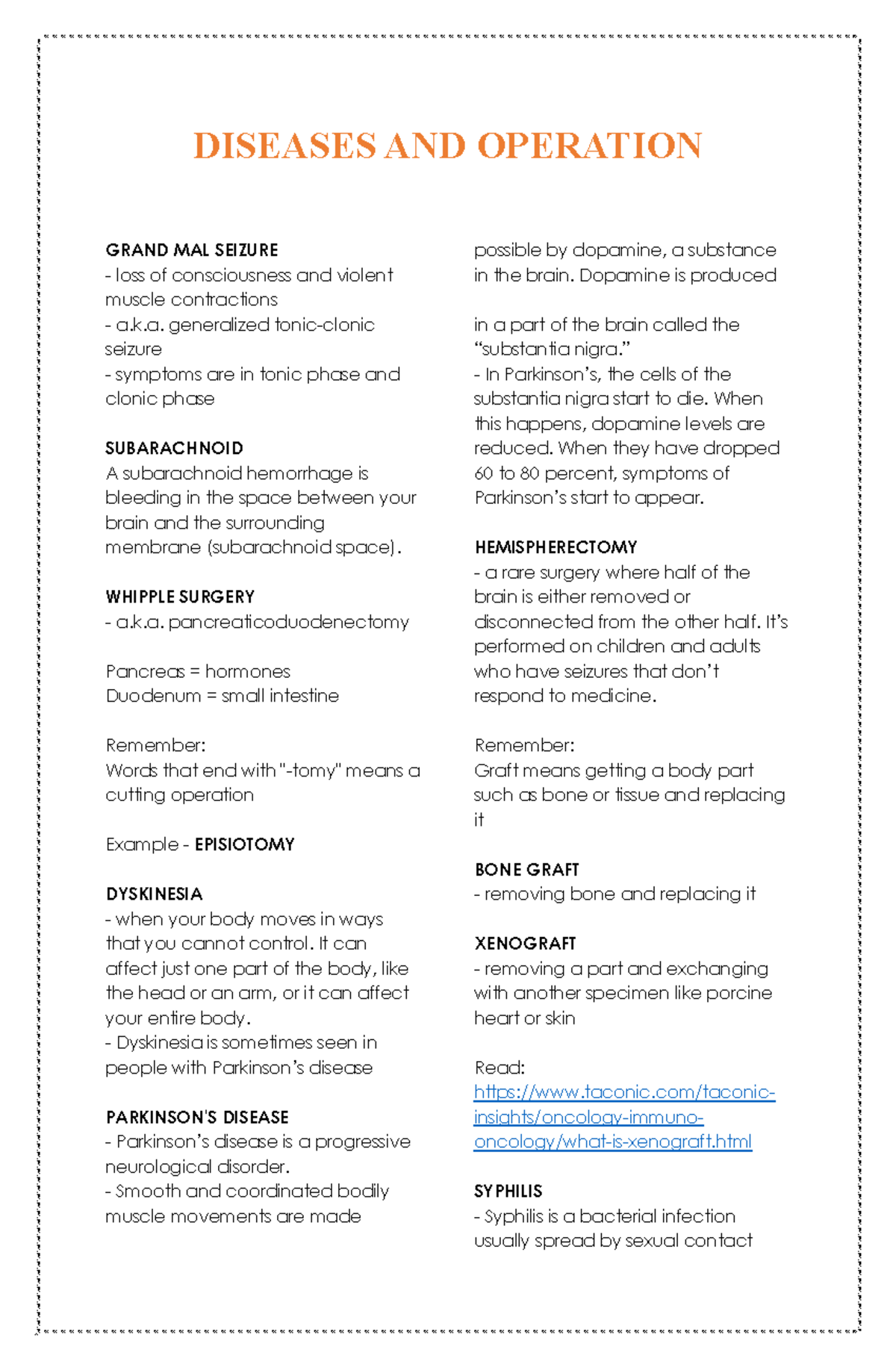 Diseases and Operations - DISEASES AND OPERATION GRAND MAL SEIZURE loss ...
