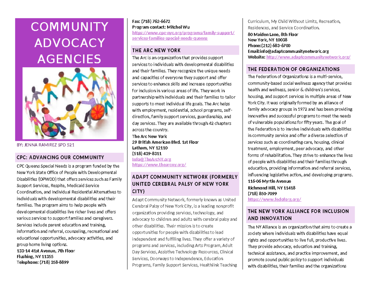 Community Advocacy Agencies 1 - COMMUNITY ADVOCACY AGENCIES BY: JENNA ...