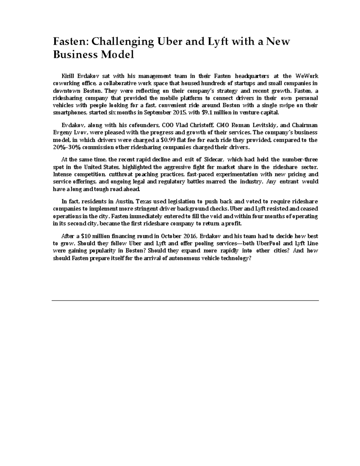 Fasten Challenging Uber and Lyft with a New Business Model - Fasten ...