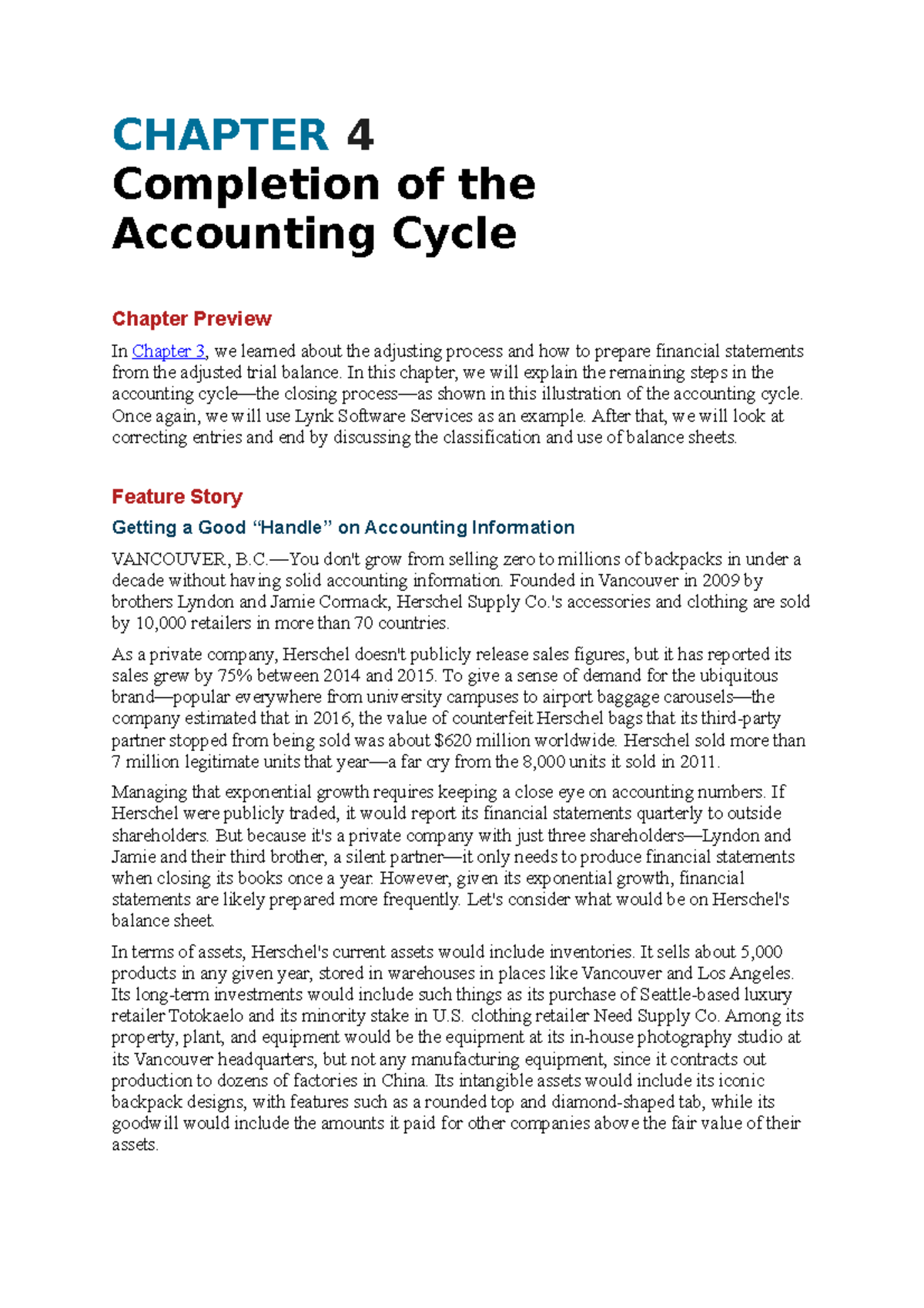ACCT-112 Chapter 4 - Lecture notes 4 - CHAPTER 4 Completion of the ...