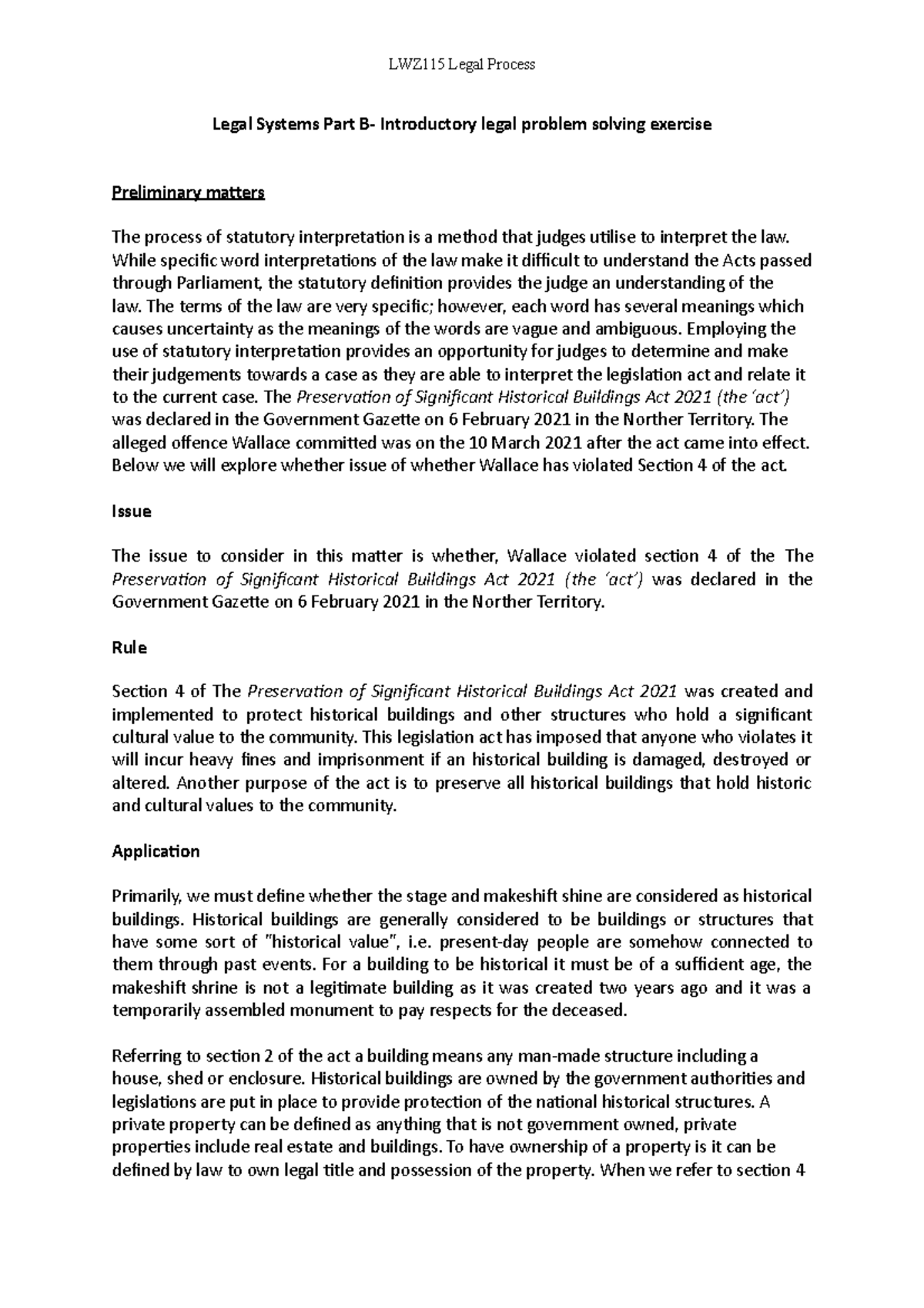 LEGAL PROCESSES - Assignment 2 - LWZ115 Legal Process Legal Systems ...