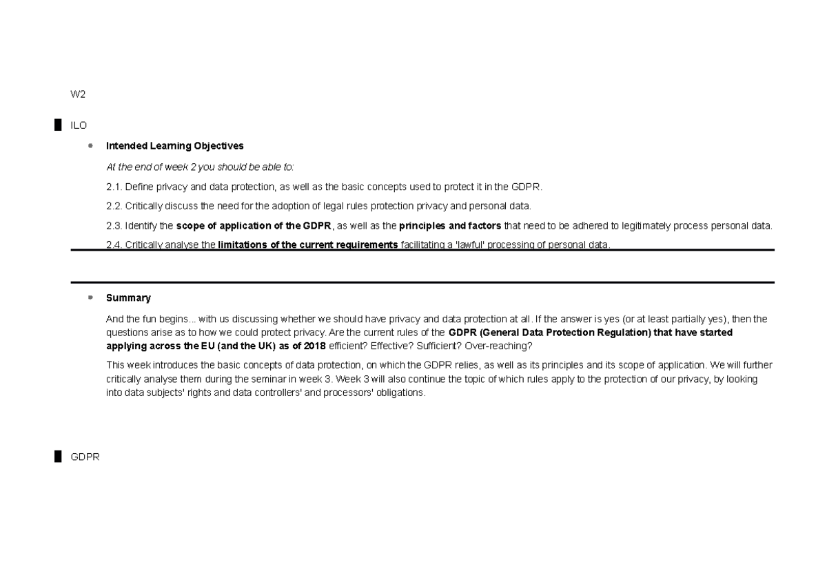 Internet w2 note - notes for international business - W ILO Intended ...