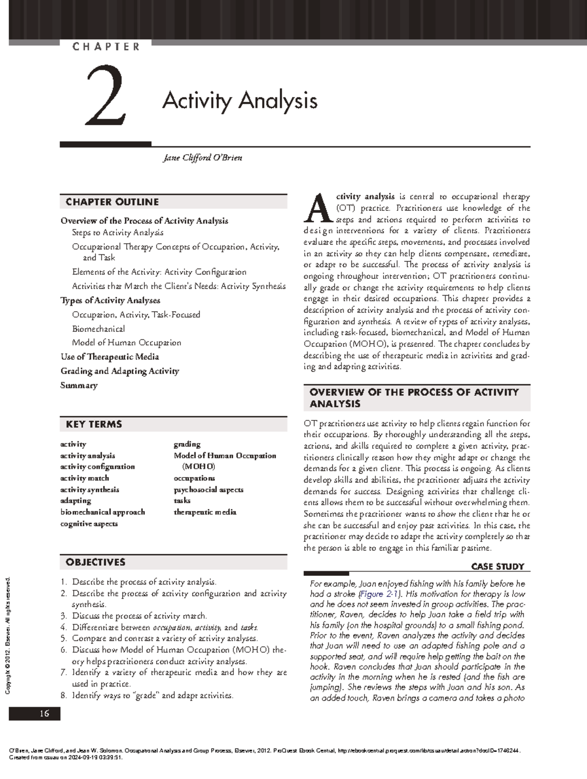 Occupational Analysis and Group Process - (Chapter 2 - Activity ...