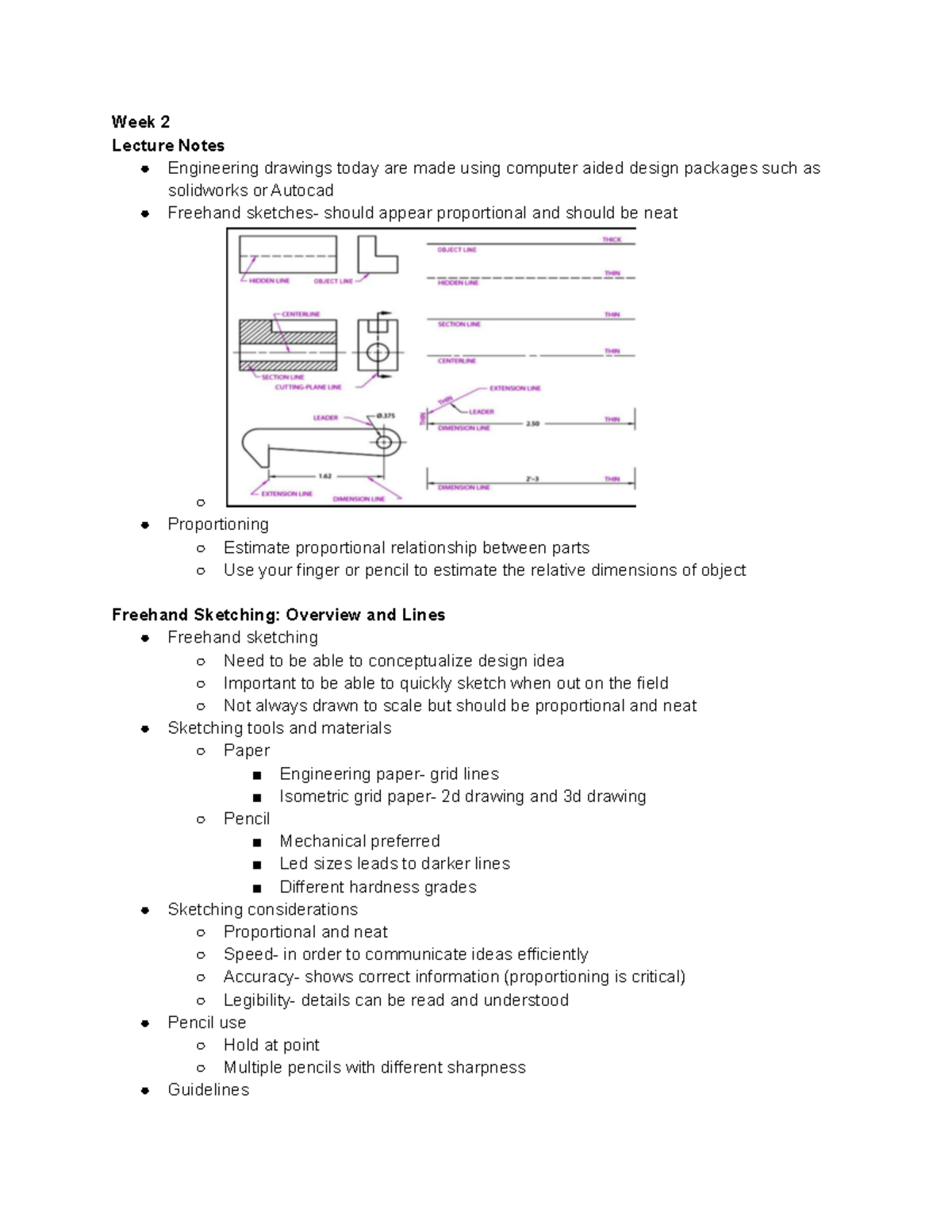 Drawings and sketching - Week 2 Lecture Notes ï Engineering drawings ...