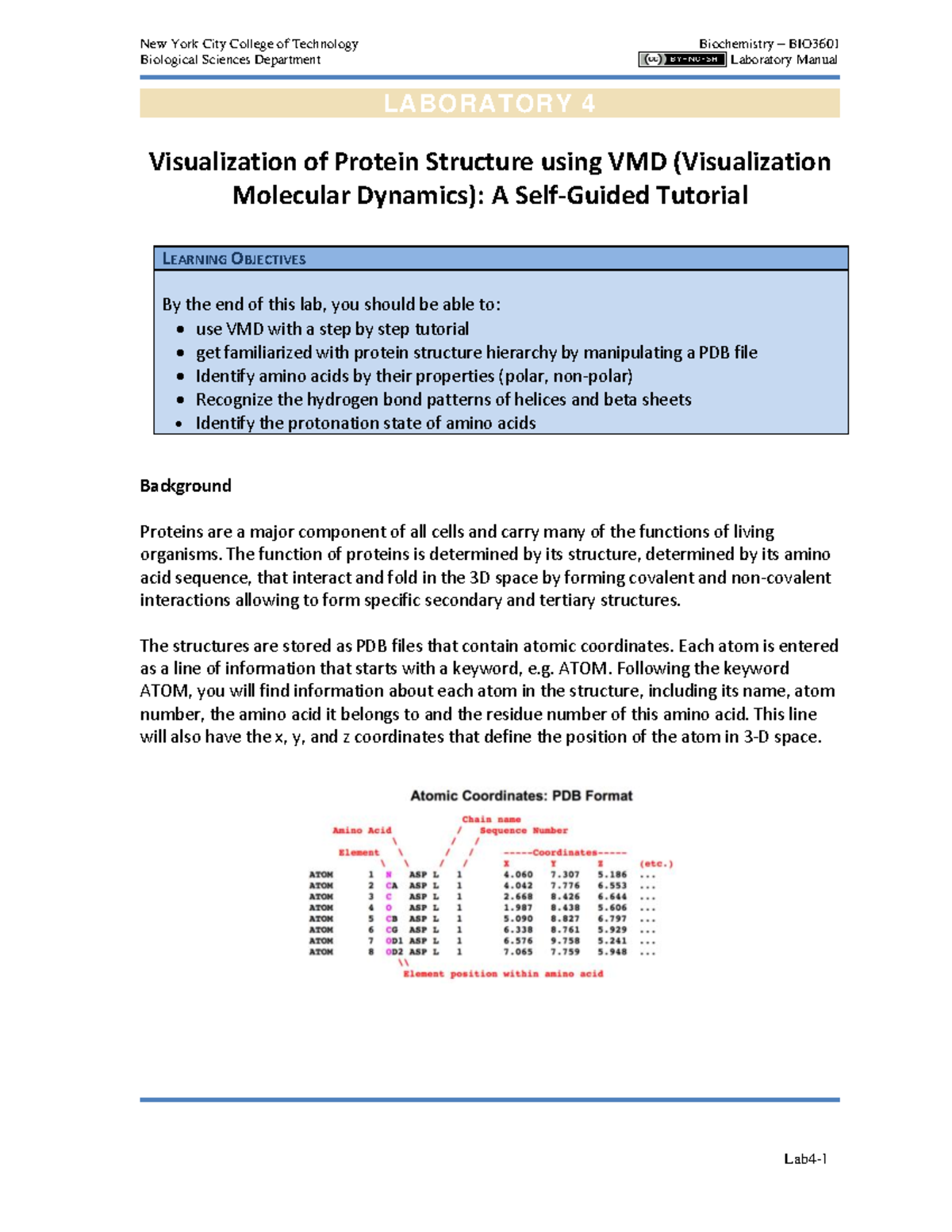 LAB 04 - VMD Tutorial - Biological Sciences Department Laboratory ...