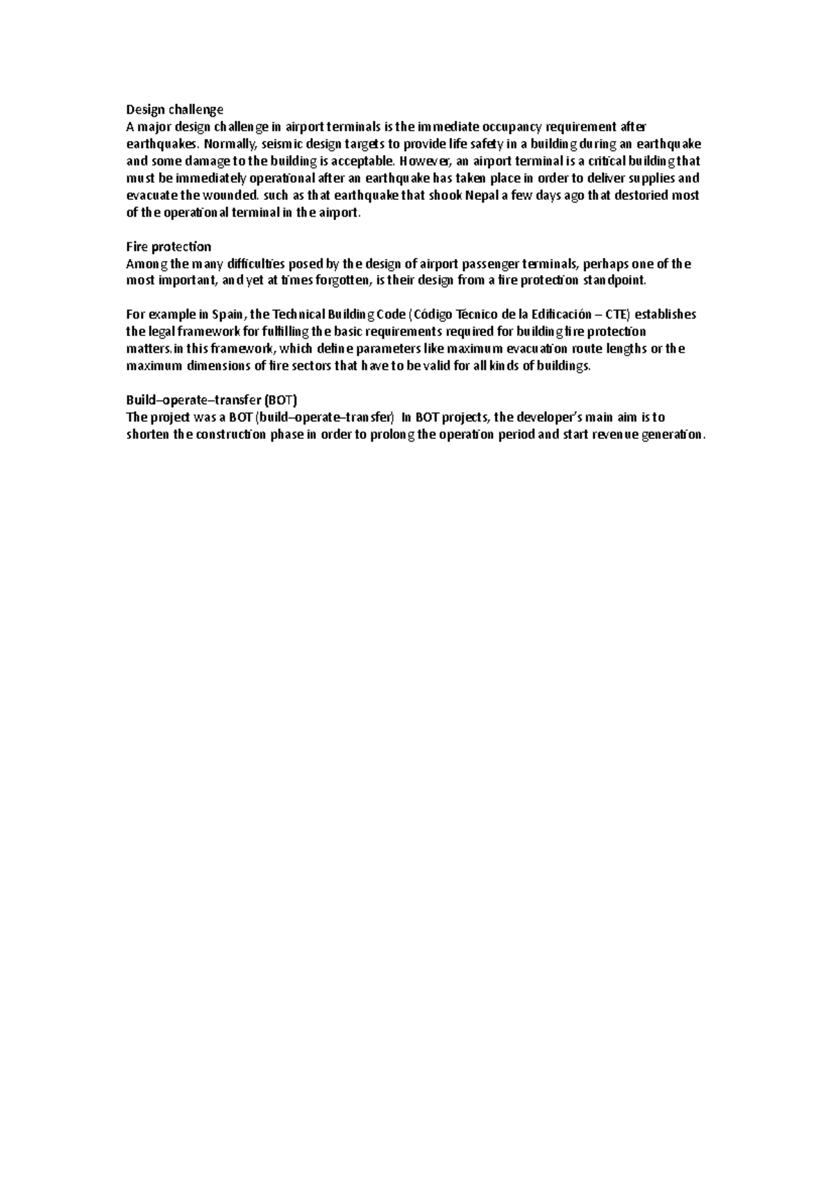 Terminal bulding challenge - Design challenge A major design challenge ...