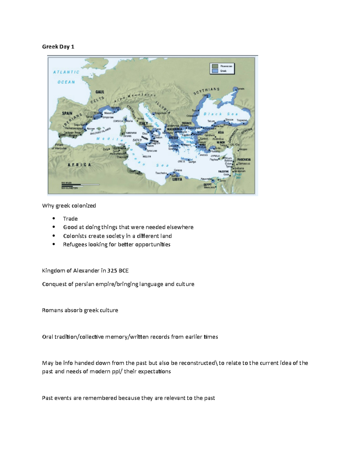 Greek unit 1 - first 2 lessons - Greek Day 1 Why greek colonized ...