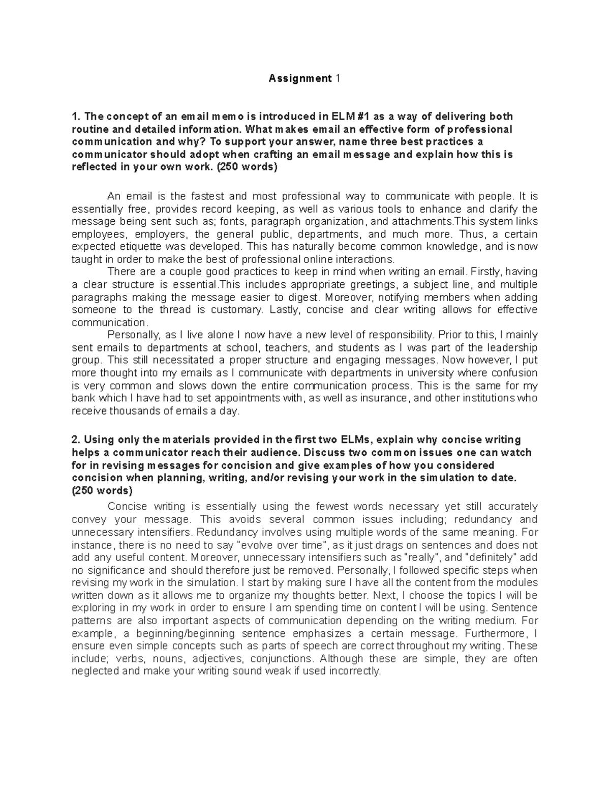 CMN 279 -A1 - assignment example - Assignment 1 1. The concept of an ...