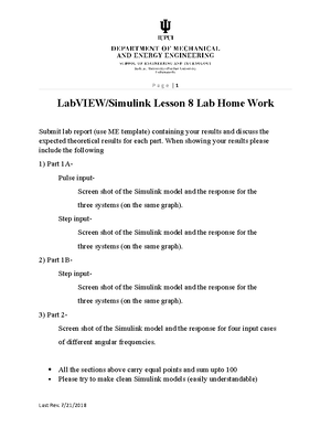 Lab VIEW-Simulink Lesson 2 - HW - P a g e | 1 LabVIEW/Simulink Lesson 2 ...