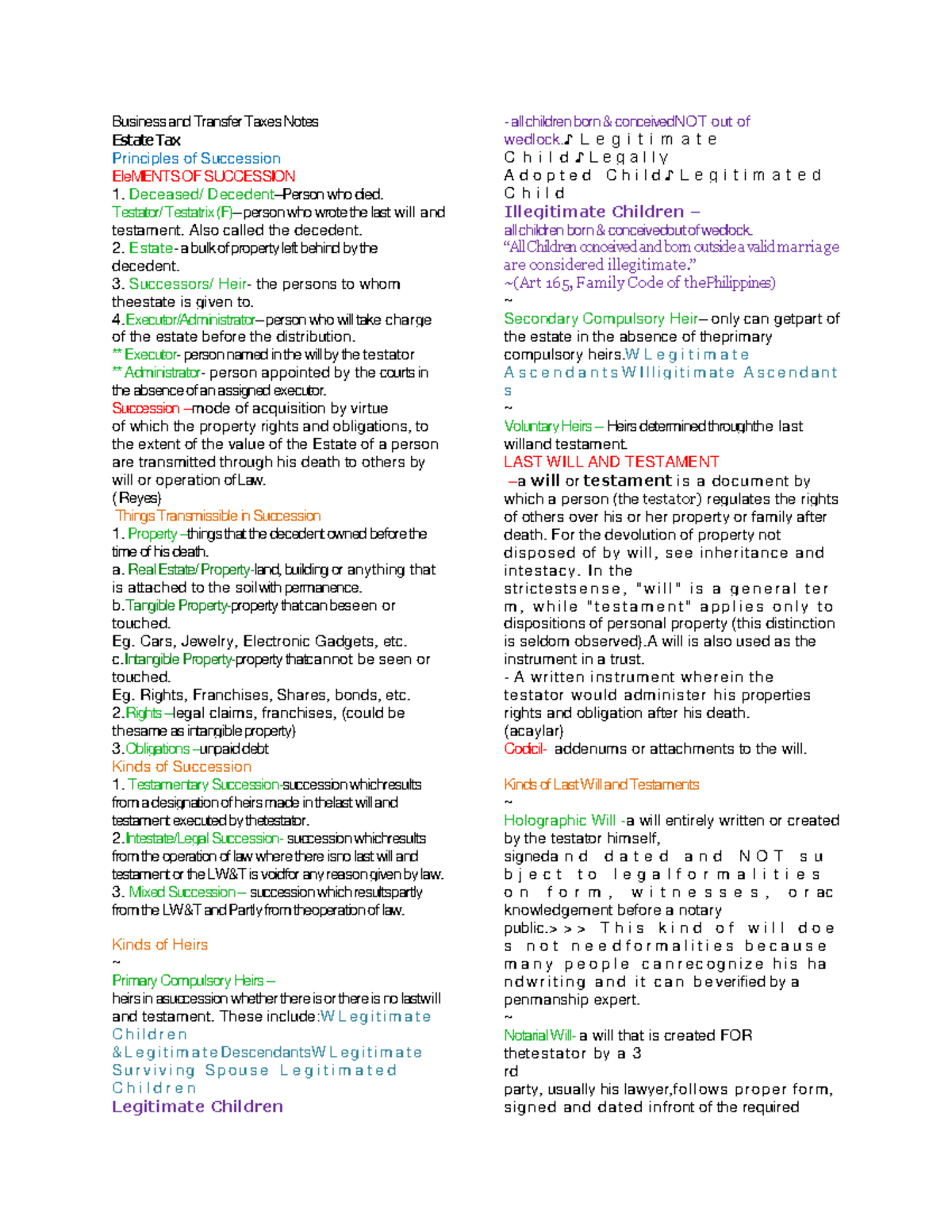 Document - asd - Business and Transfer Taxes Notes Estate Tax ...