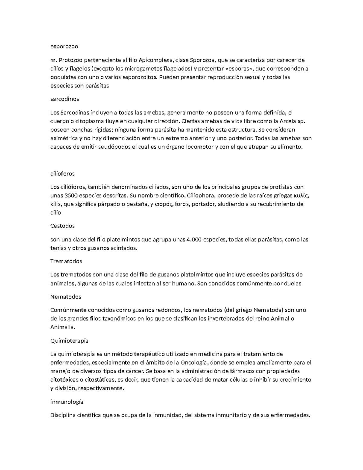 Parasitologiaaaa - esporozoo m. Protozoo perteneciente al filo ...