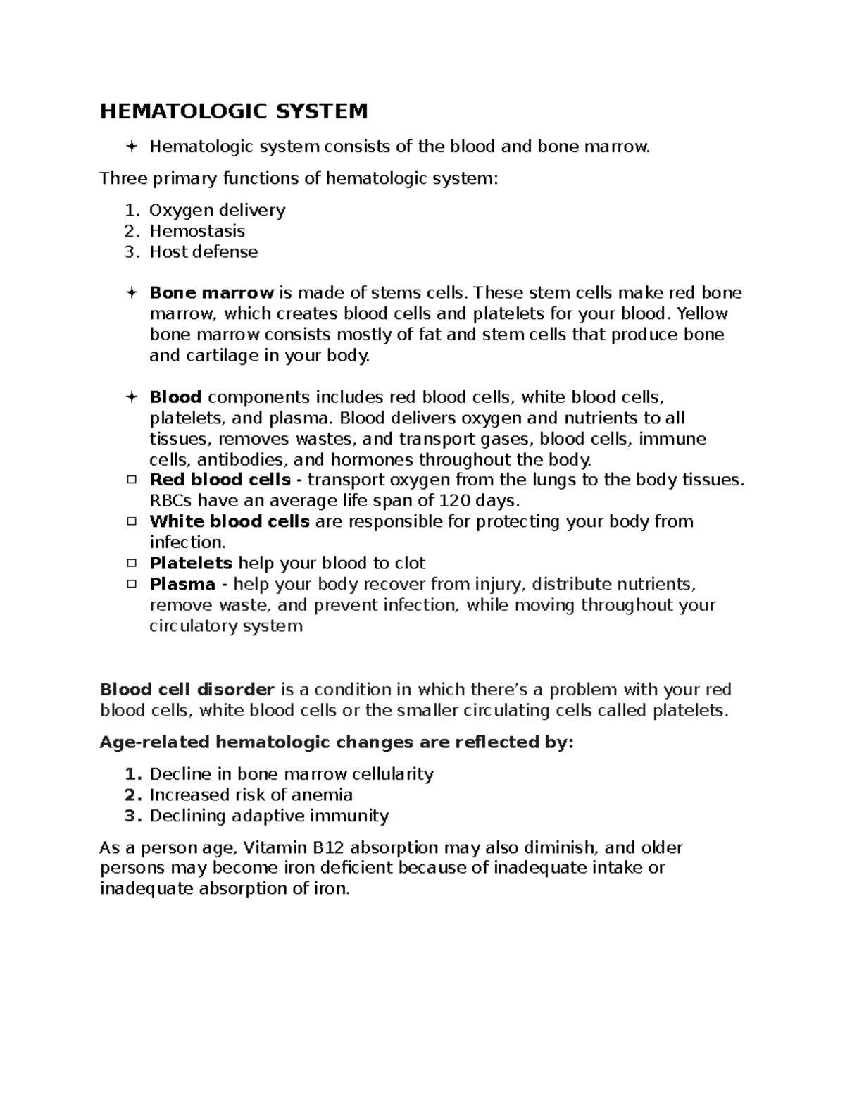 #29 The Hematologic System - HEMATOLOGIC SYSTEM Hematologic system ...