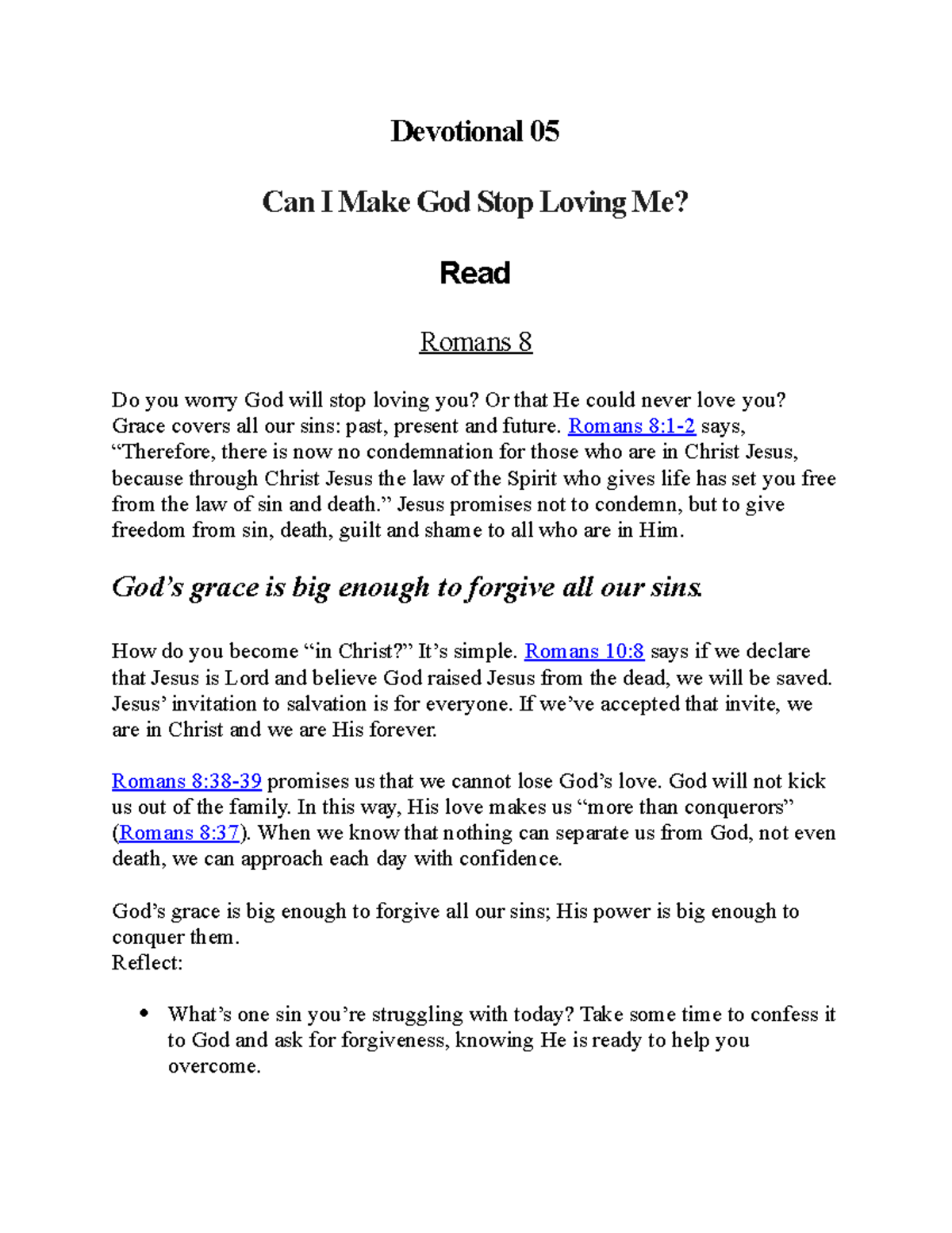 Devotional 05 - fdfsd - Devotional 05 Can I Make God Stop Loving Me ...