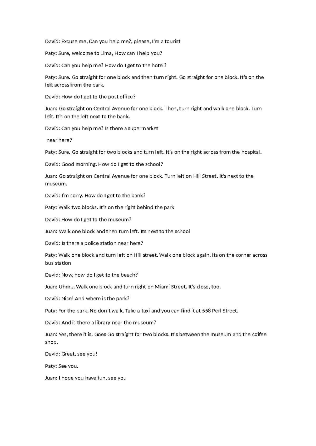 TA2 Ingles - xcvbnm,. - David: Excuse me, Can you help me?, please, I'm ...