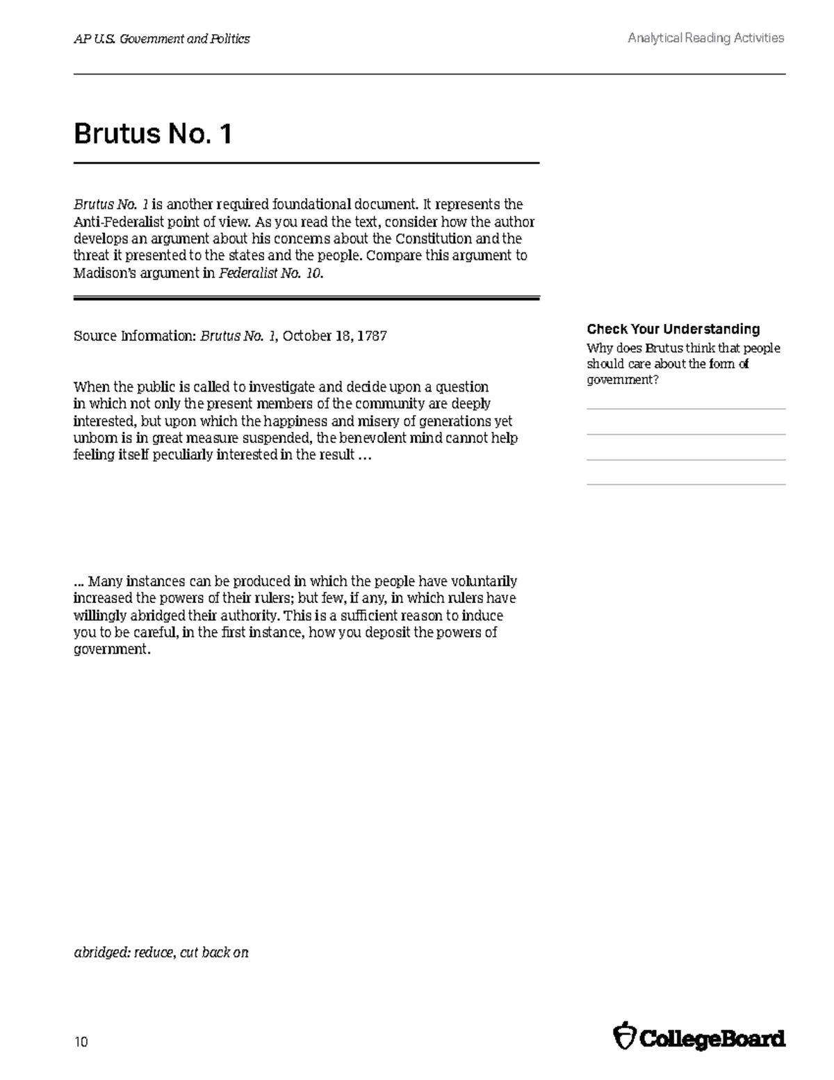 Kami Export - Brutus No. 1 Analytical Reading Activities.student ...