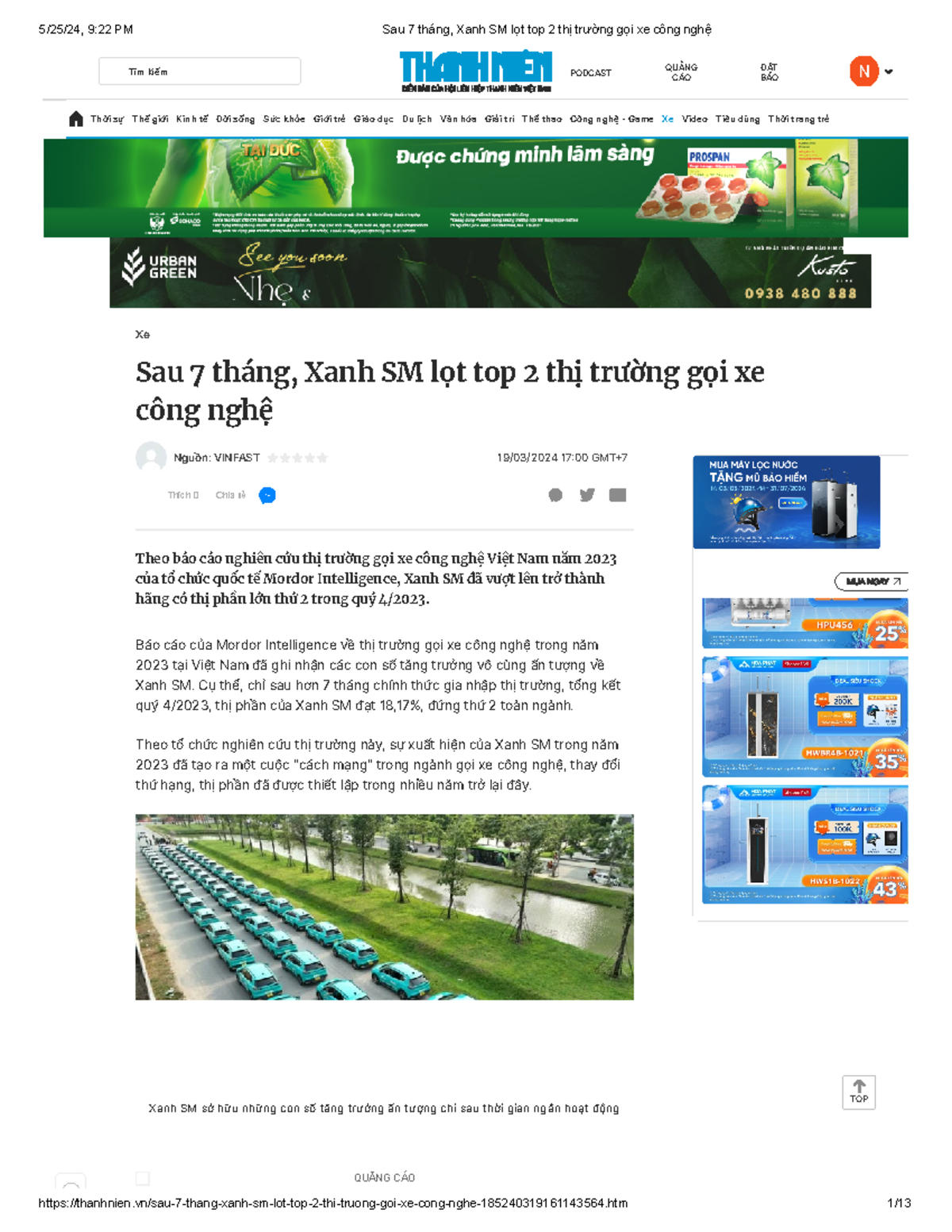 Xanh SM lọt top 2 thị trường gọi xe công nghệ - Sau 7 tháng, Xanh SM lọt top 2 thị trường gọi xe ...