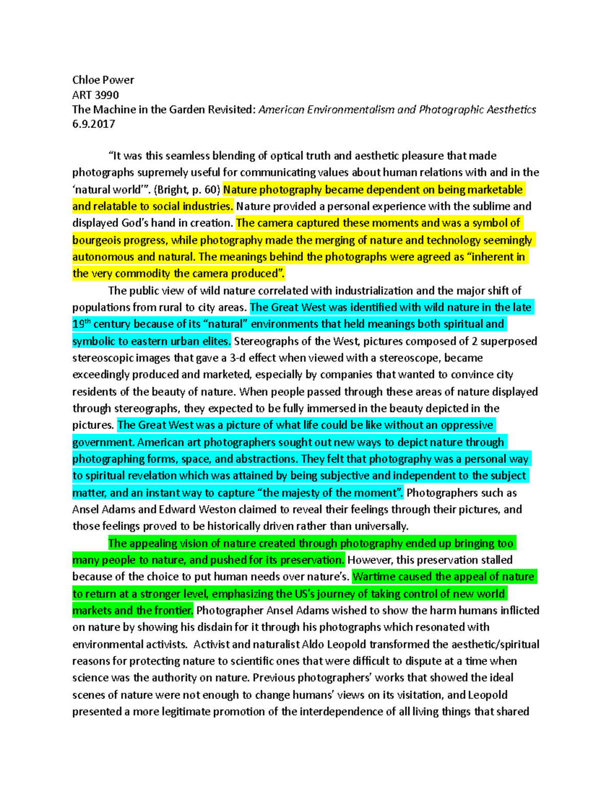 Chloe Power Essay 9 - A - Chloe Power ART 3990 The Machine in the ...