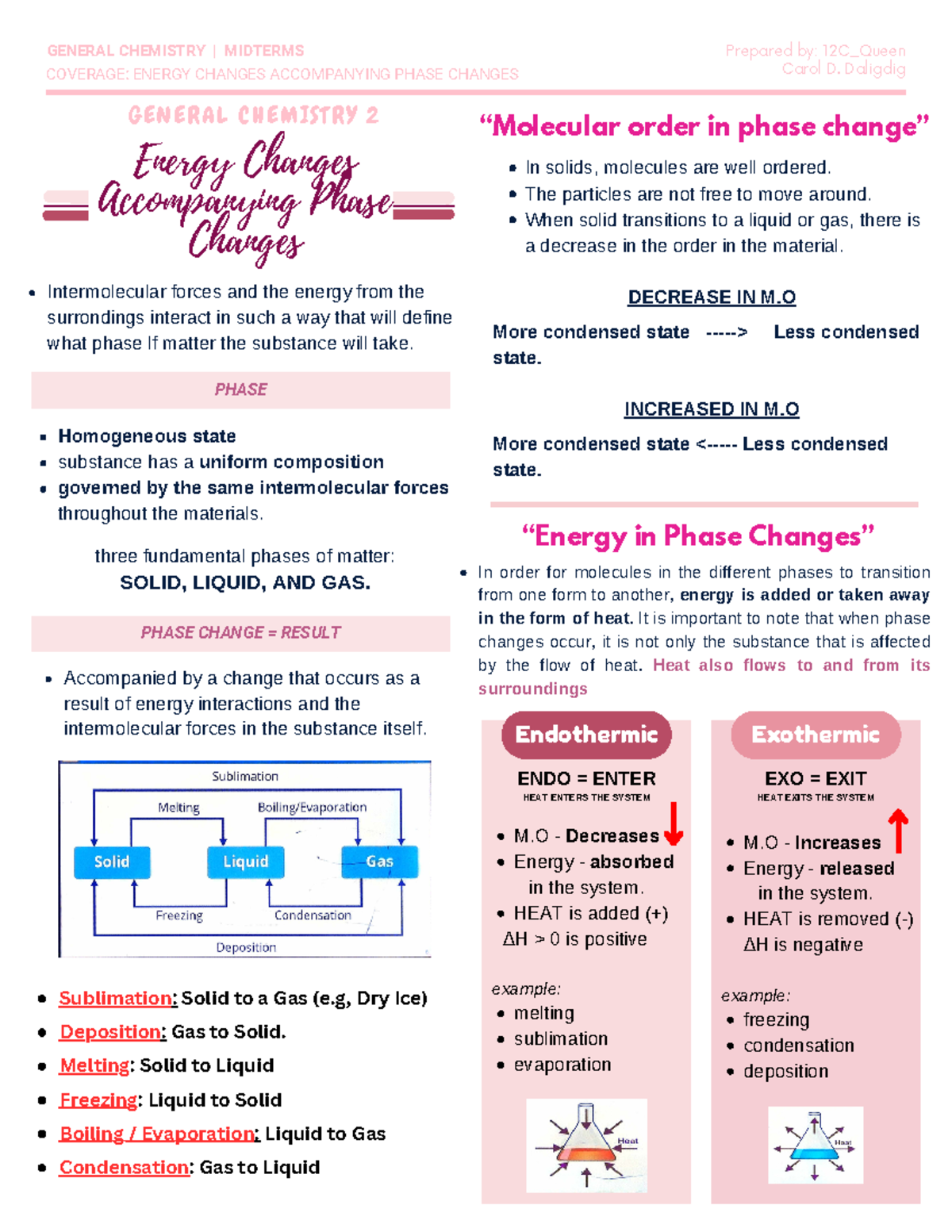 Gen Chem Midterms Reviewer - PHASE PHASE CHANGE = RESULT ####### In ...