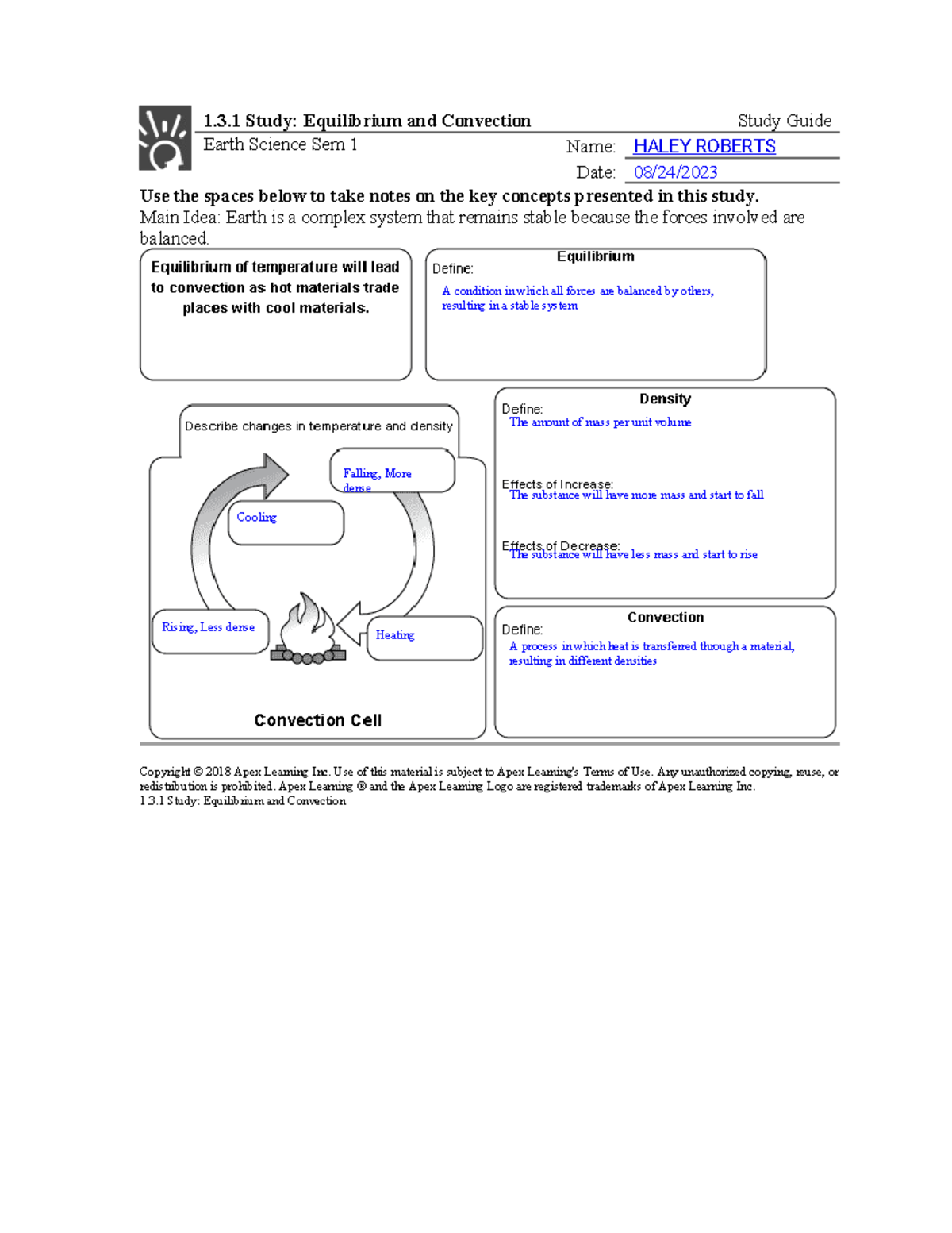 1.3.1 Study - Equilibrium and Convection (Study guide) - 1.3 Study ...