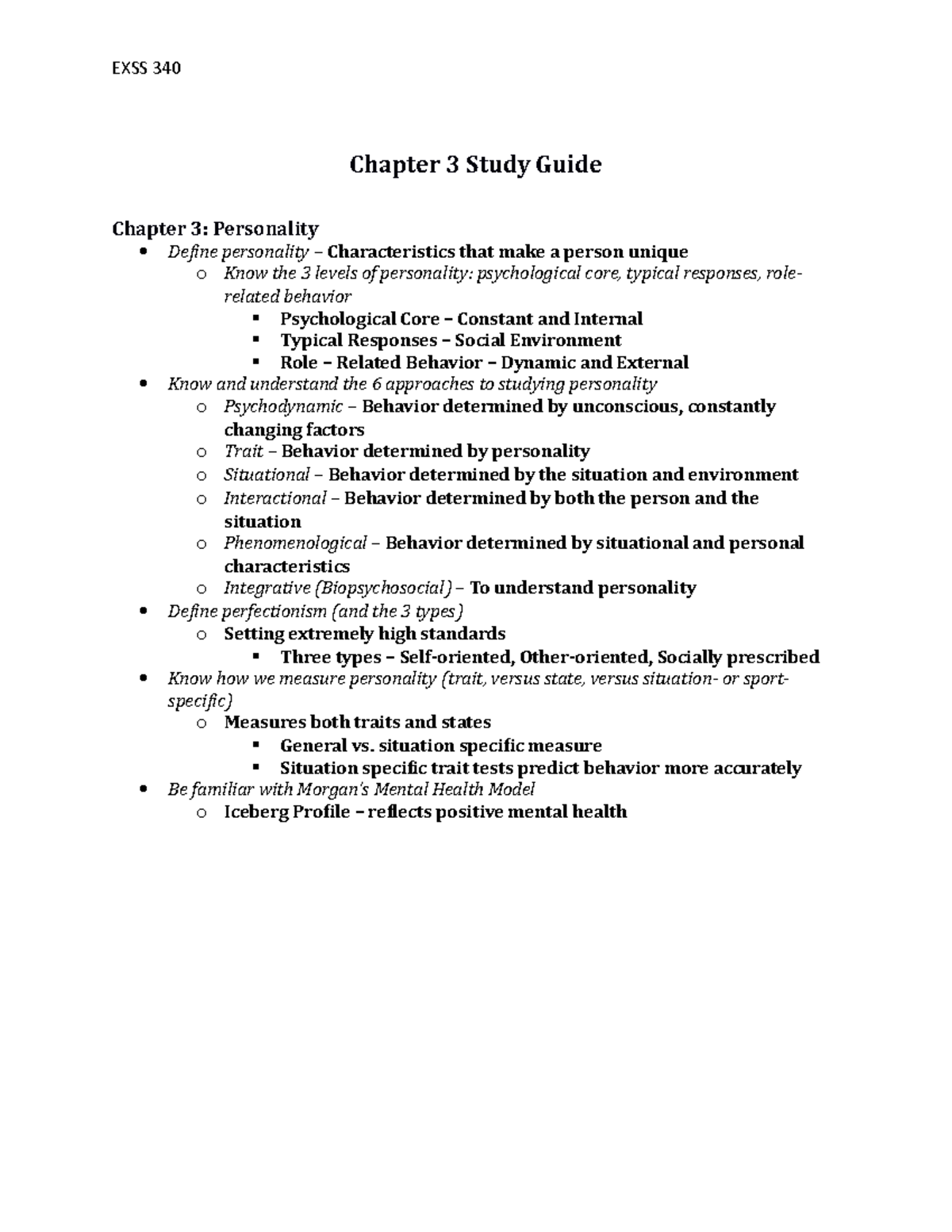 Chapter 3 Study Guide - EXSS 340 Chapter 3 Study Guide Chapter 3 ...