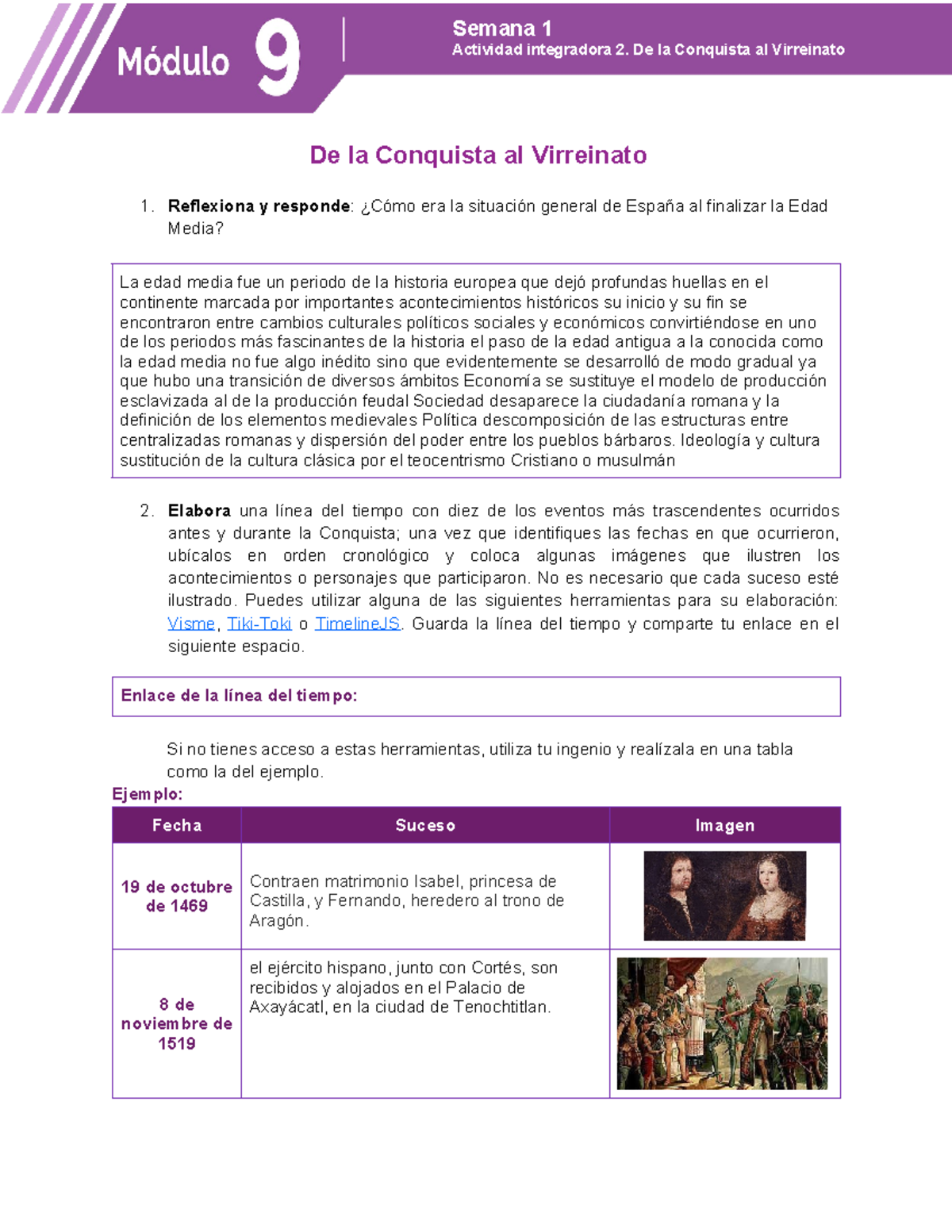 M9S1AI2MARIOHERNANDES - Actividad integradora 2. De la Conquista al Virreinato De la Conquista ...