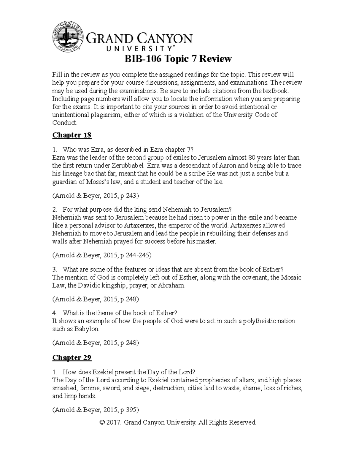 Topic 7 Review - BIB-106 Topic 7 Review Fill in the review as you ...
