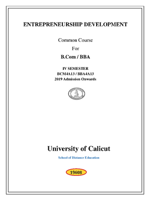 Project report - entrepreneurship development - PROJECT REPORT A ...