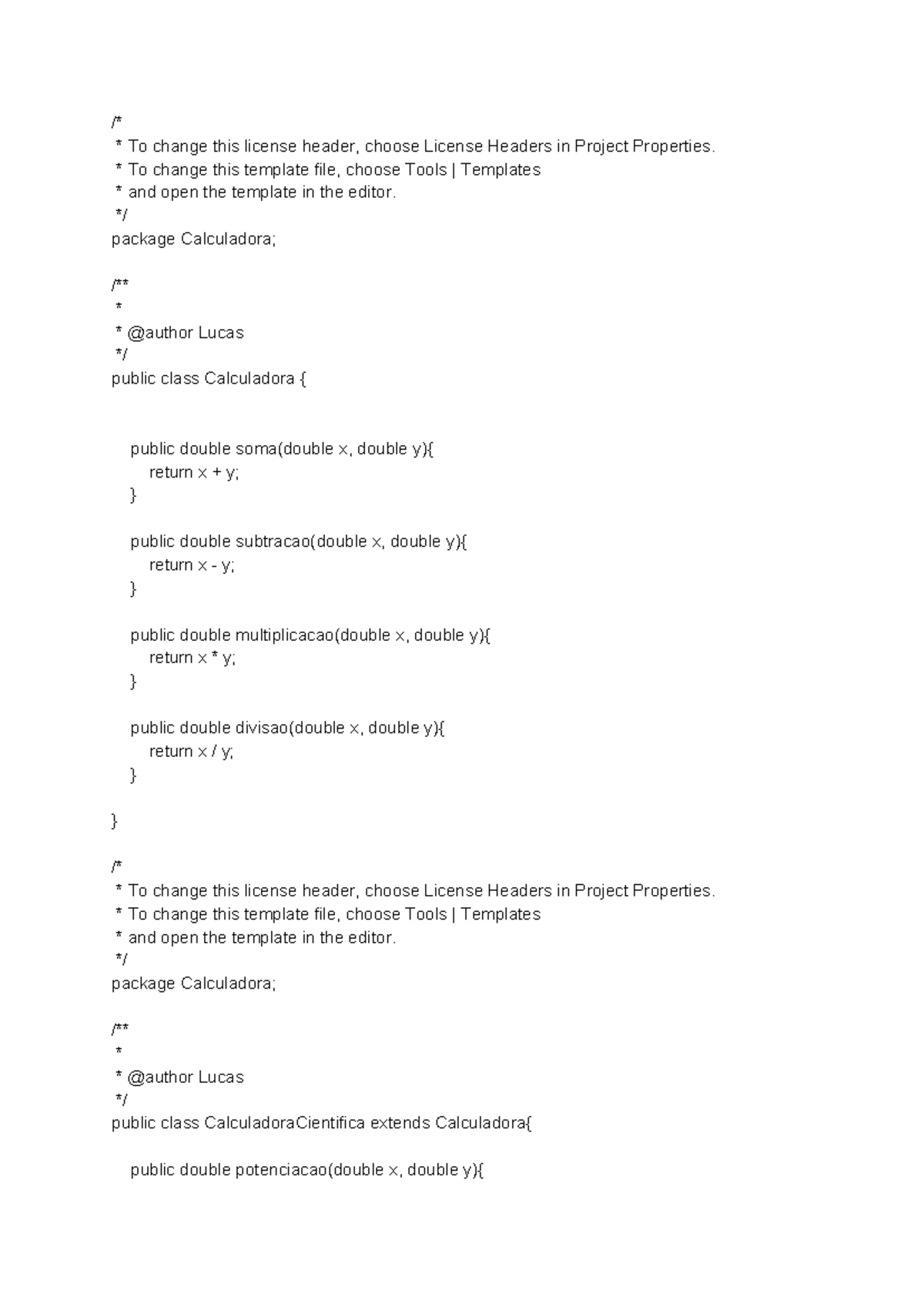Calculadora - /* * To change this license header, choose License ...