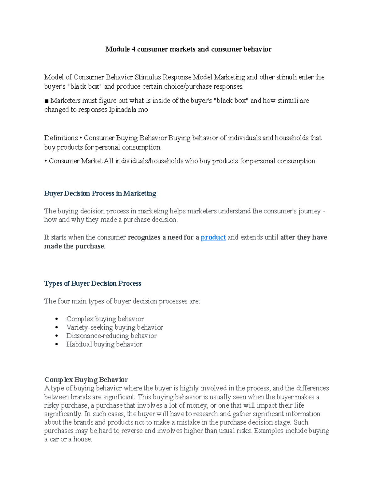 Module 4 consumer markets and consumer behavior - Module 4 consumer ...