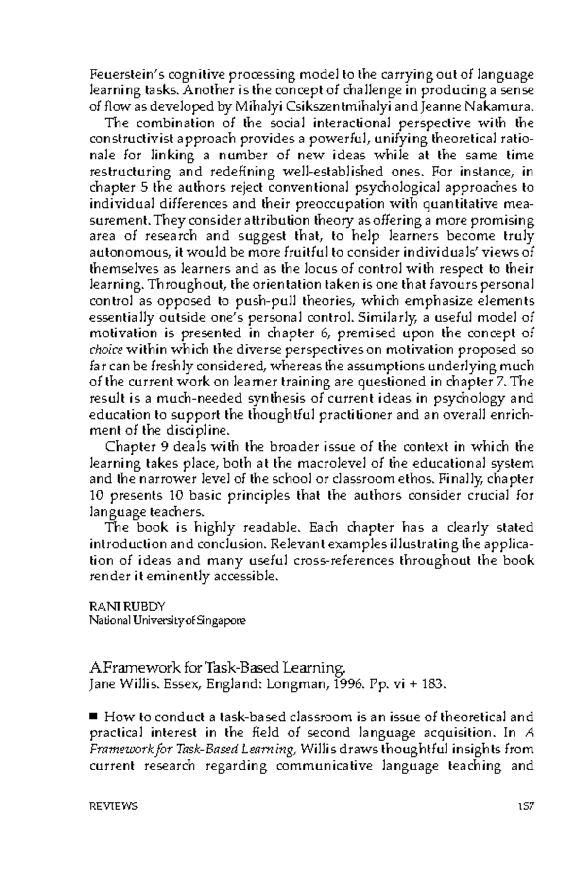 A Framework for Task-Based Learning - REVIEWS 157 Feuerstein’s ...
