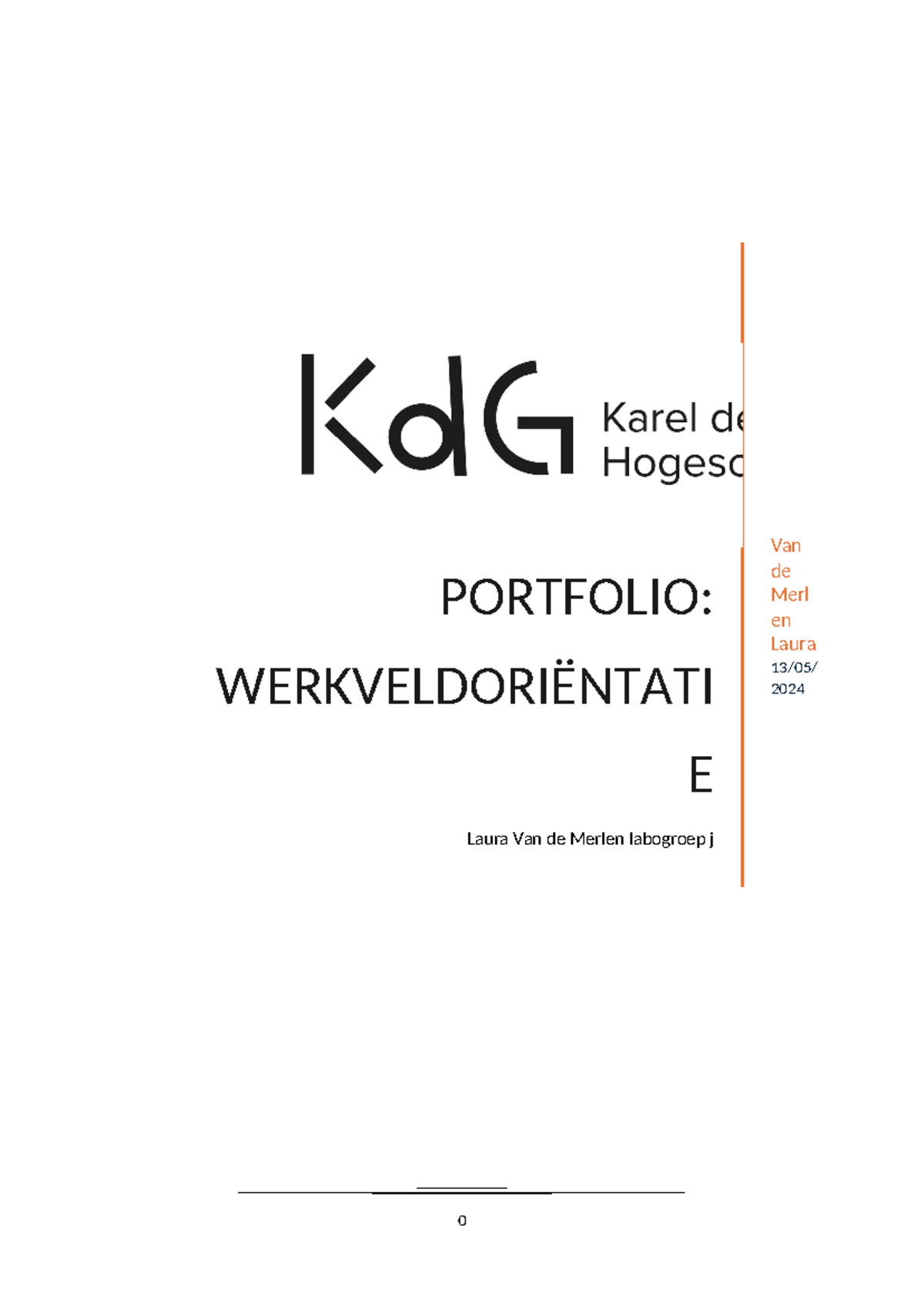 Portfolio werkveldoriëntatie Laura Van de Merlen - PORTFOLIO ...